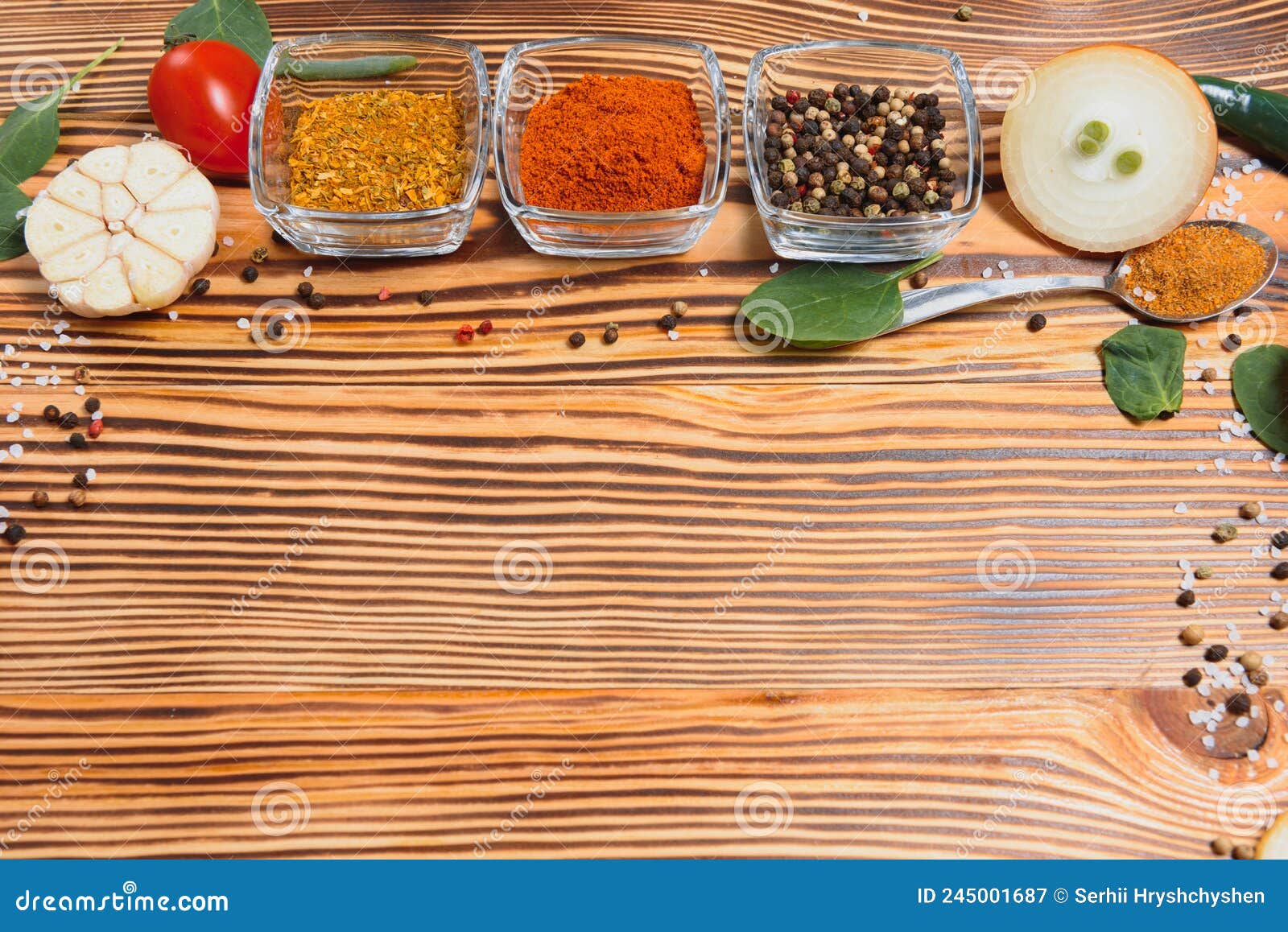Cooking Table. Background with Spices and Vegetables. Top View Stock ...