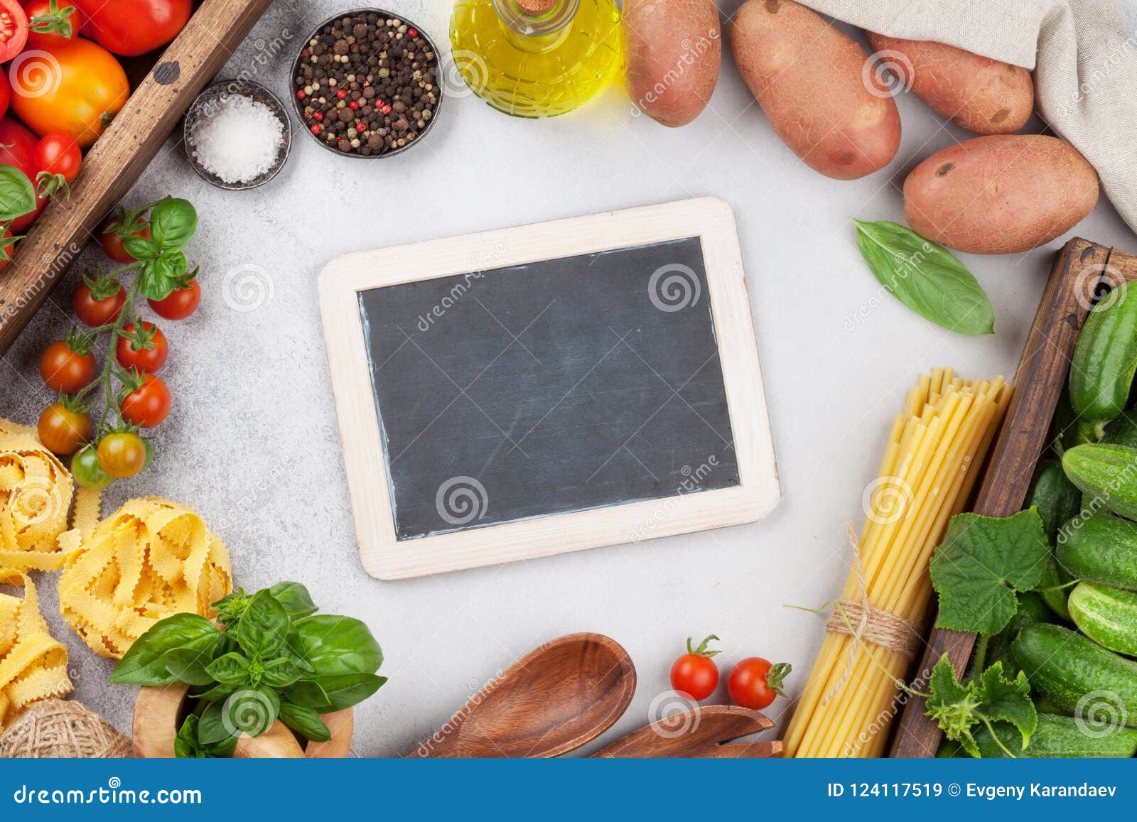 Cooking Table with Ingredients Stock Image - Image of diet, green ...