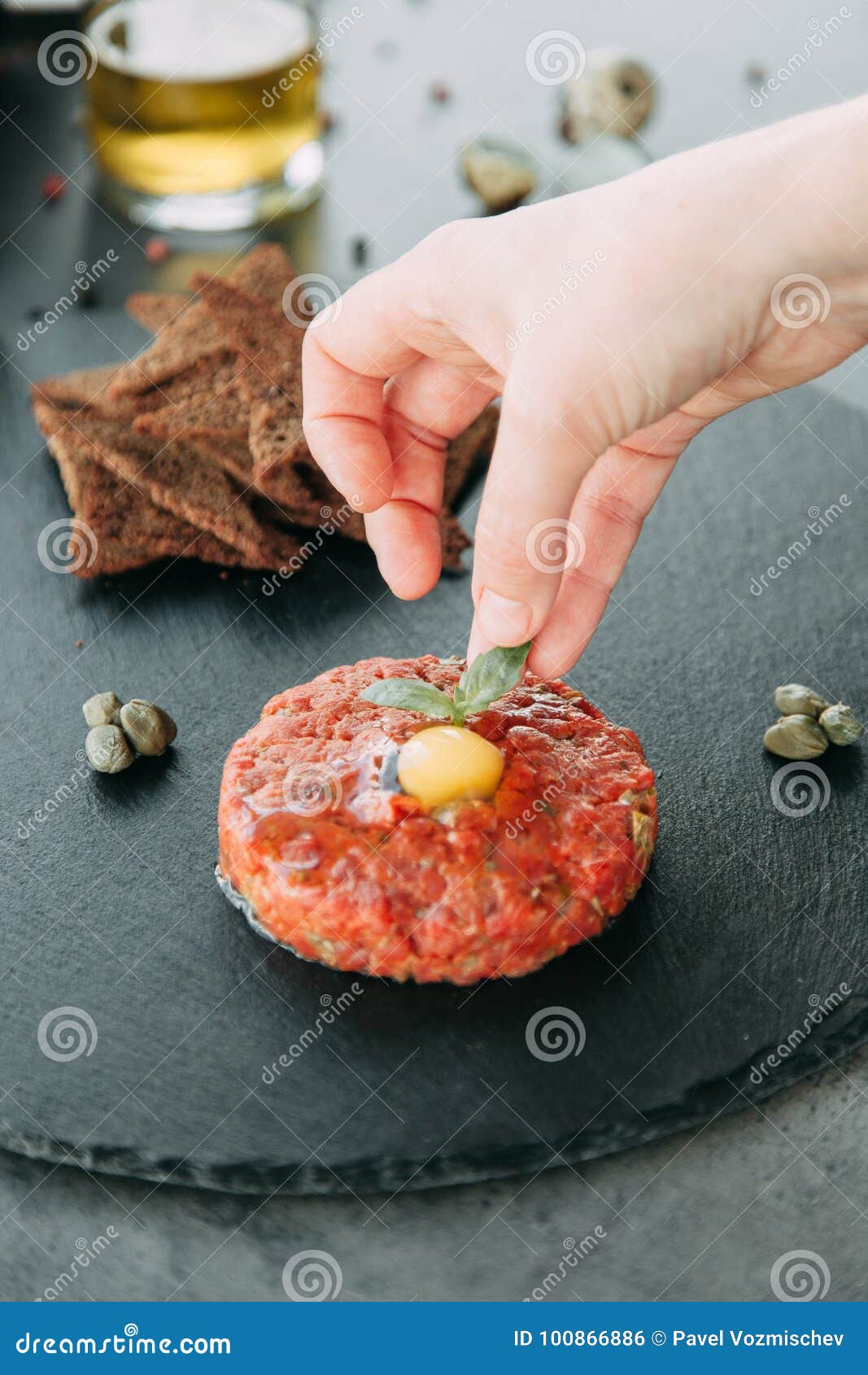 Cooking Tartar of beef stock photo. Image of gourmet - 100866886