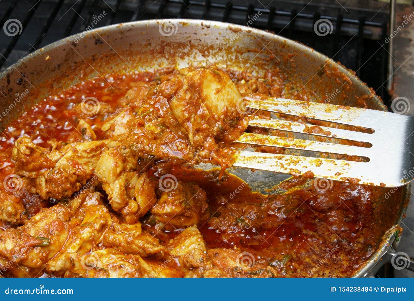 Cooking Tava Chicken Outdoors in a Pan on Coals Stock Photo - Image of ...