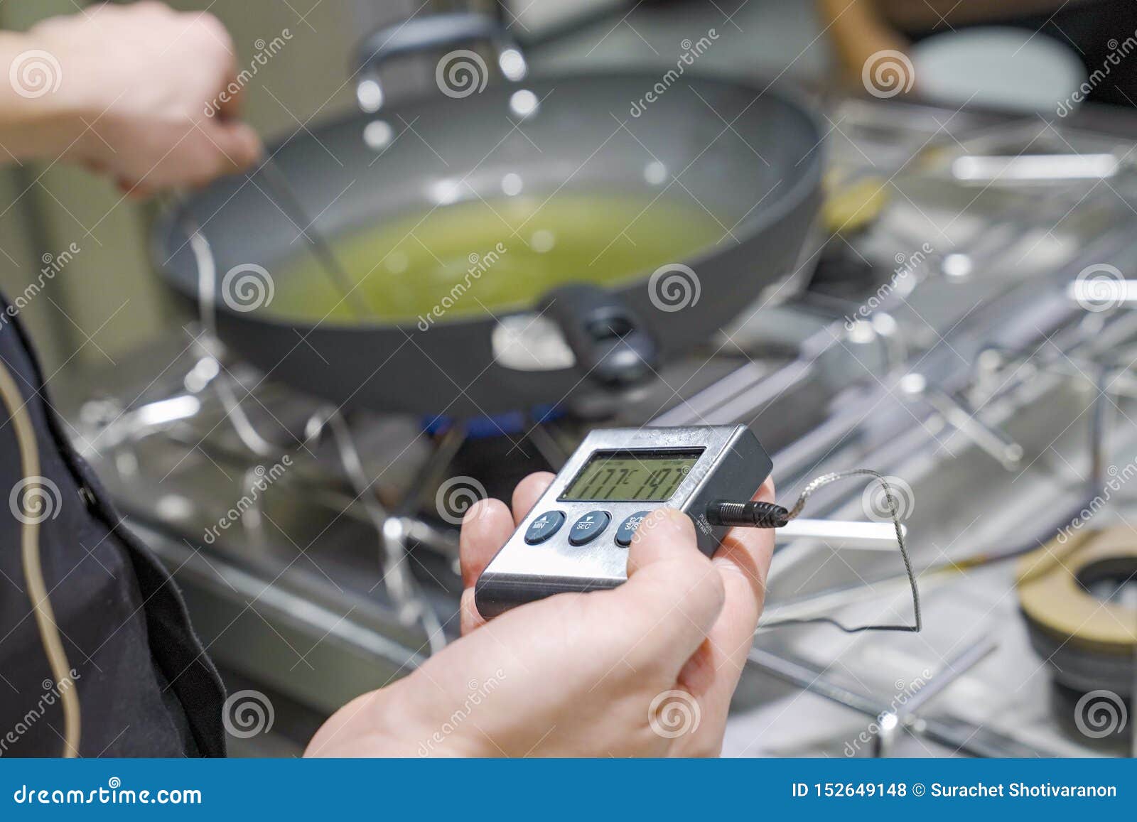 Cooking Themometer Measure the Degree Oil or Fried in the Pan Stock ...