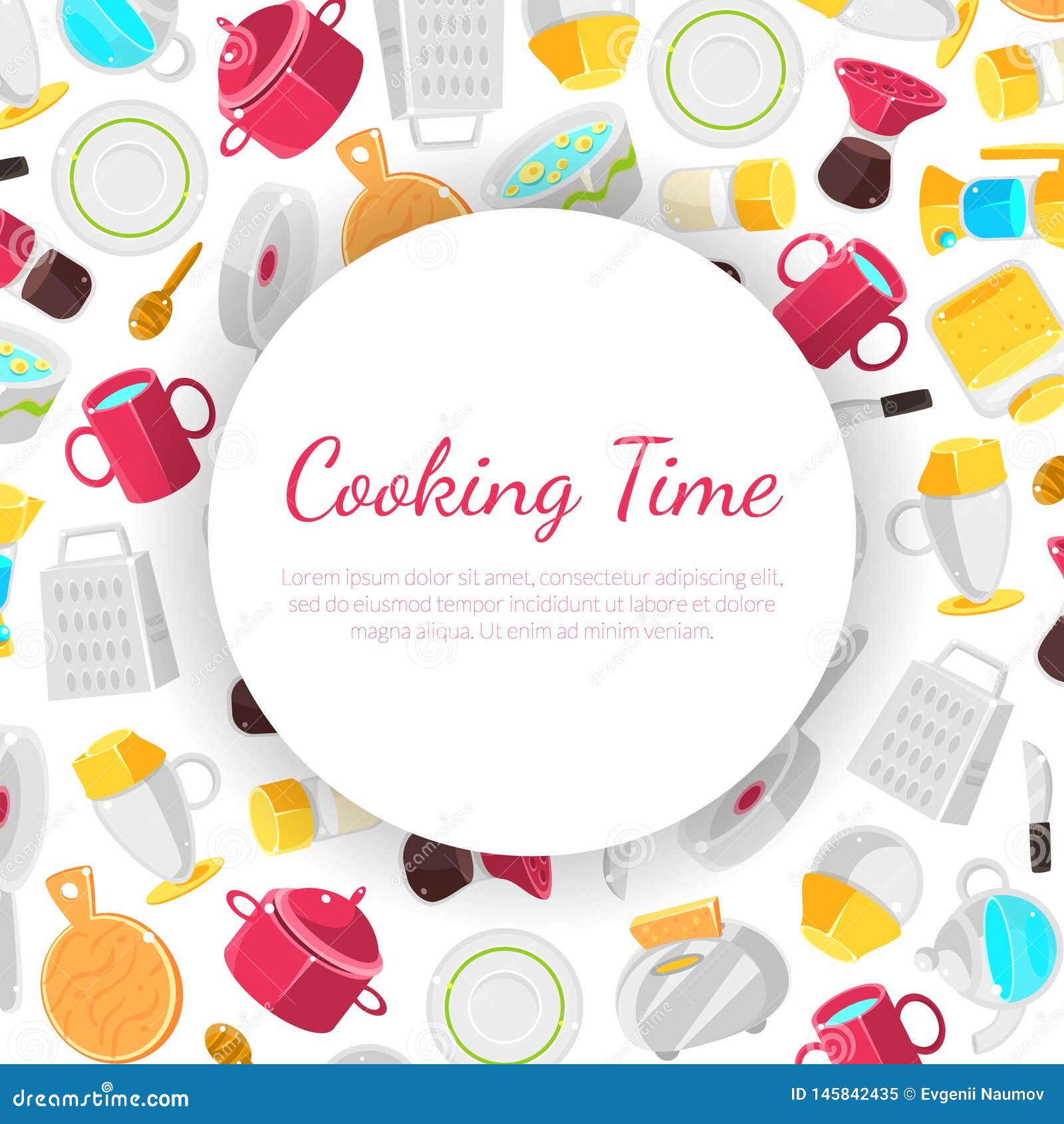 Cooking Time Banner Template with Place for Text Vector Illustration ...