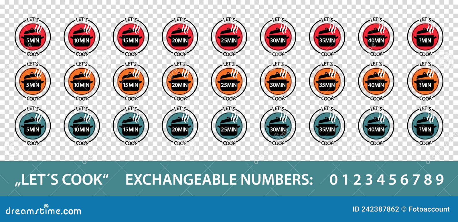 Cooking Time Button Set - Minutes 5-40 with Exchangeable Numbers ...