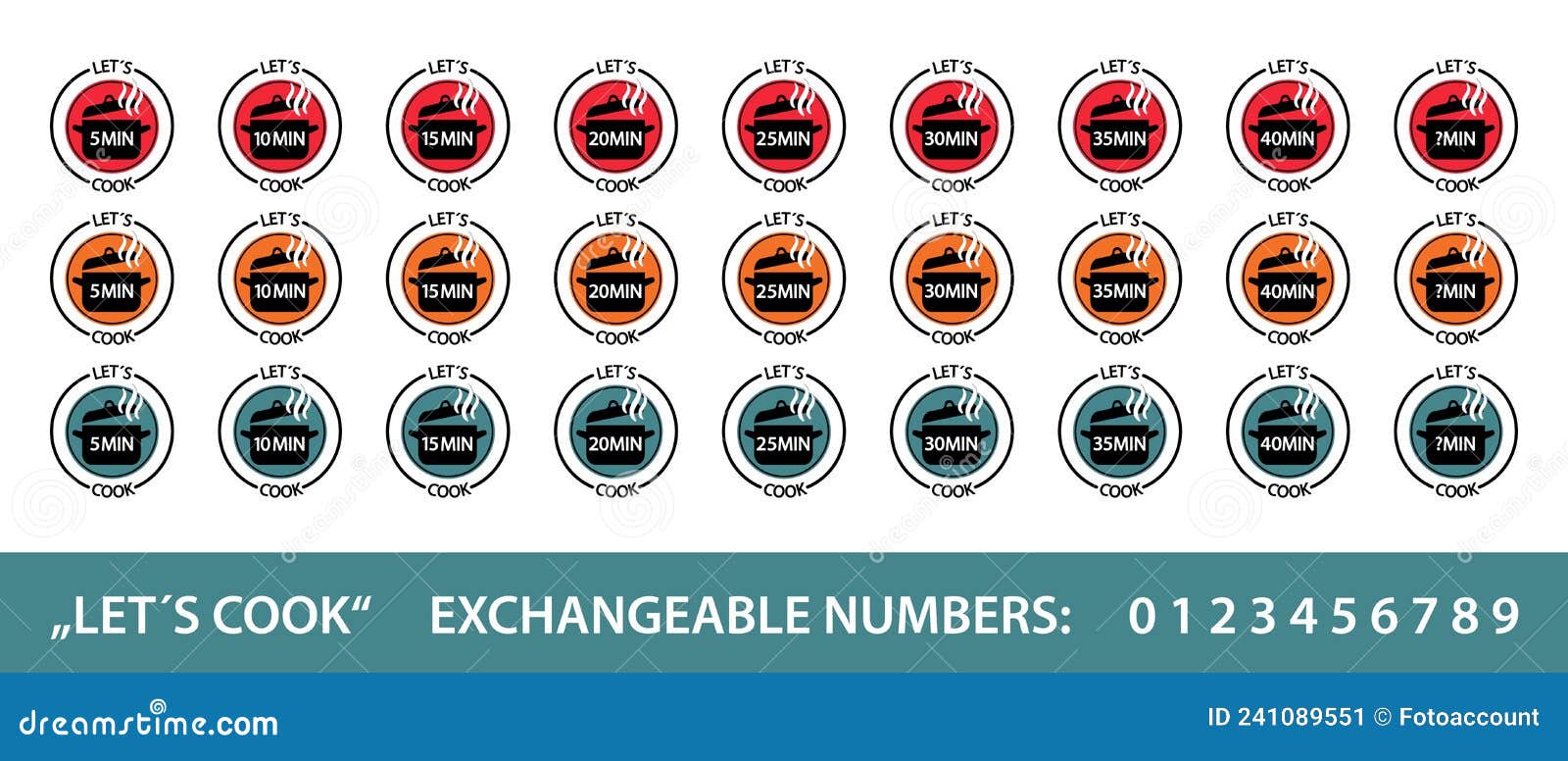 Cooking Time Button Set - Minutes 5-40 with Exchangeable Numbers ...