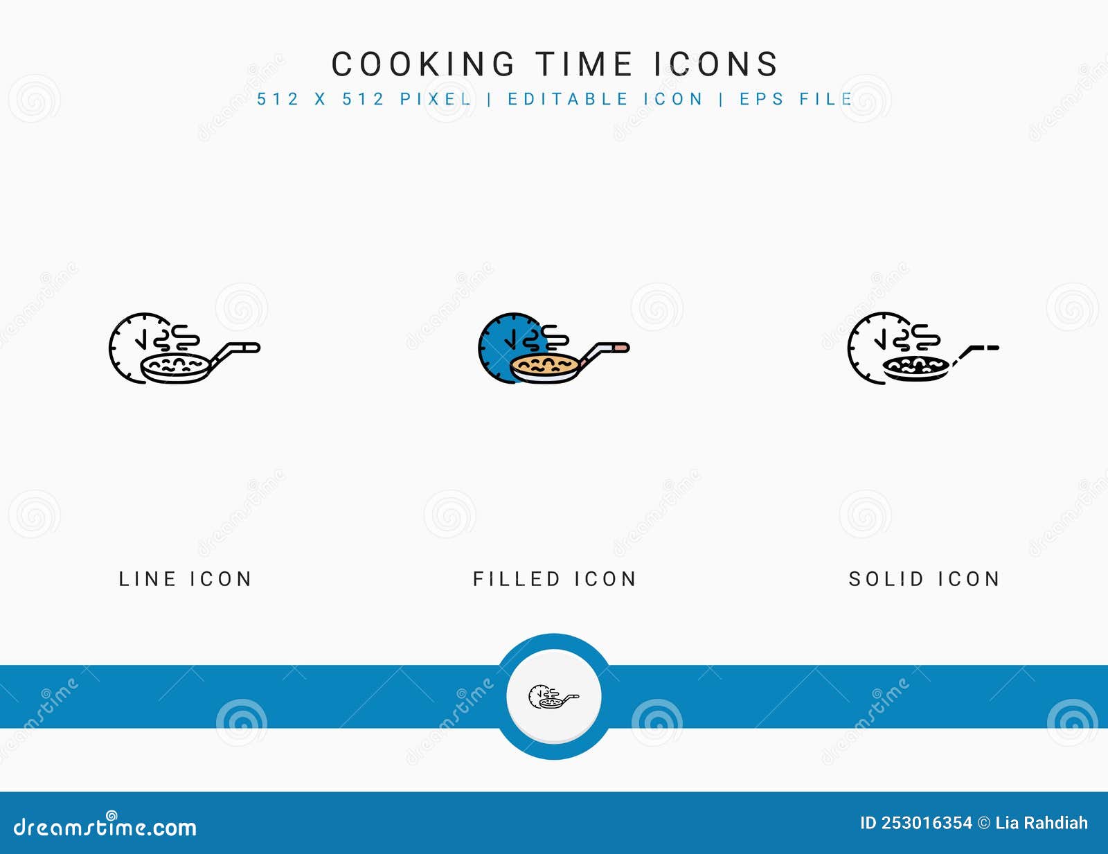 Cooking Time Icons Set Vector Illustration with Solid Icon Line Style ...