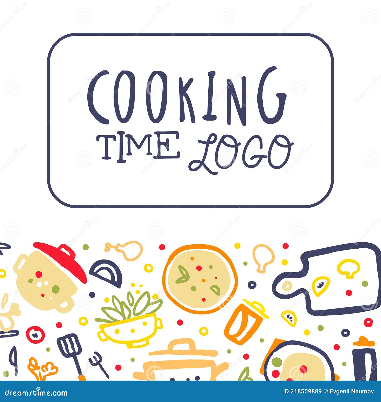 Cooking Time Logo Banner, Cooking Class Poster, Card with Kitchenware ...