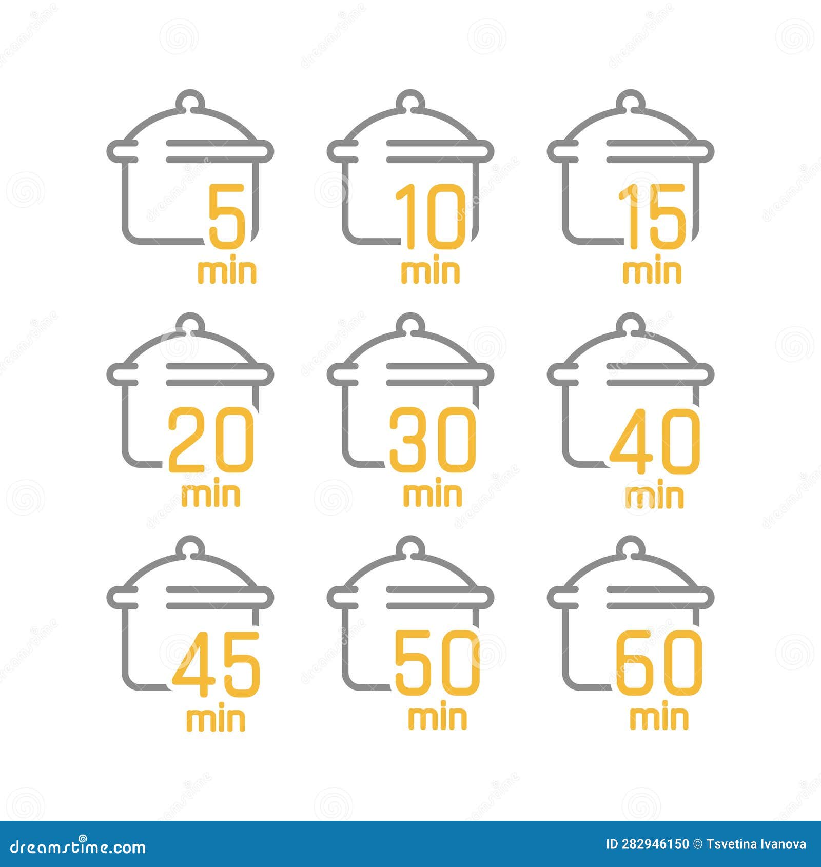 Cooking Time and Pot Line Icon Set Stock Vector - Illustration of boil ...