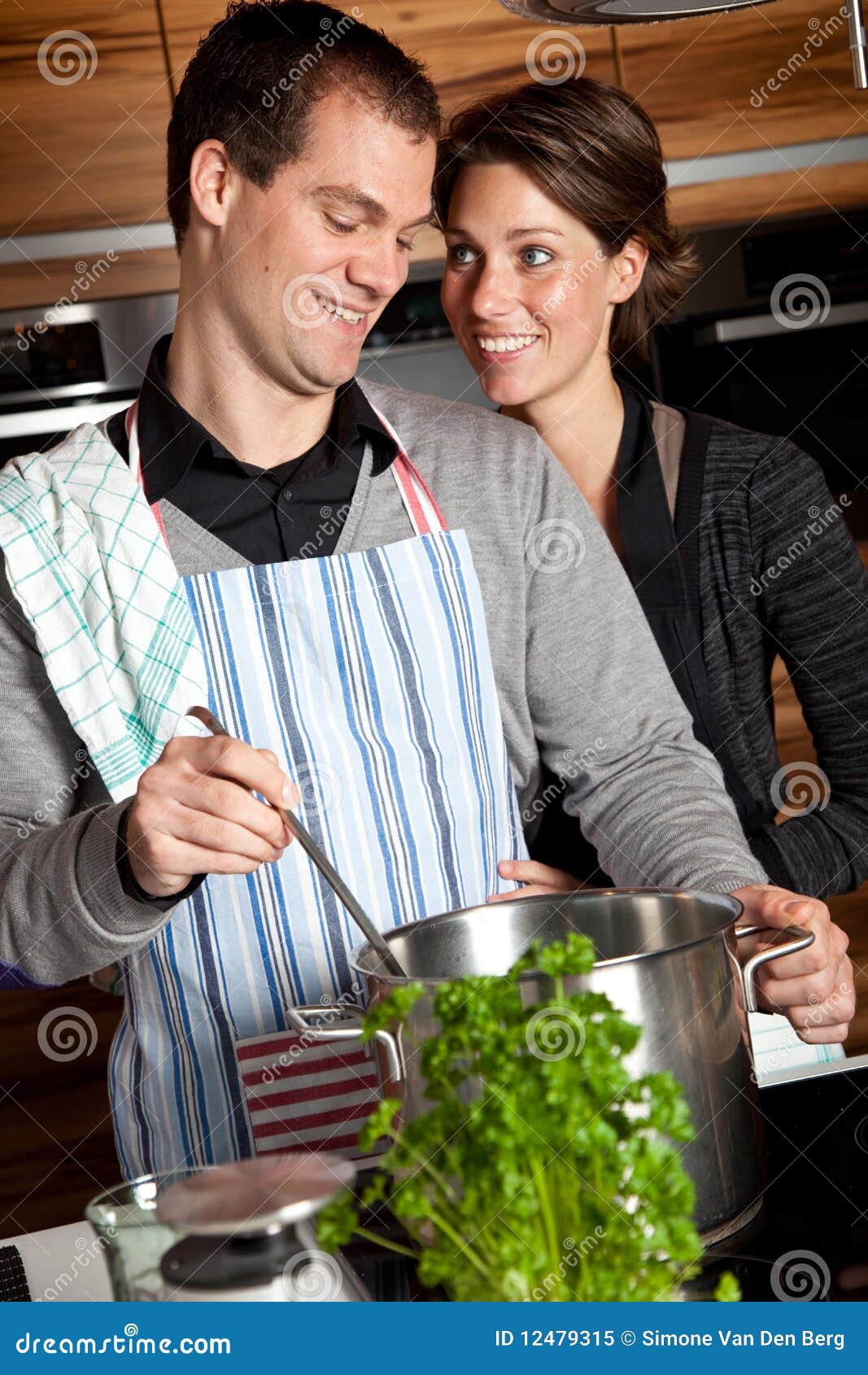 Cooking together stock image. Image of lovers, home, kitchen - 12479315
