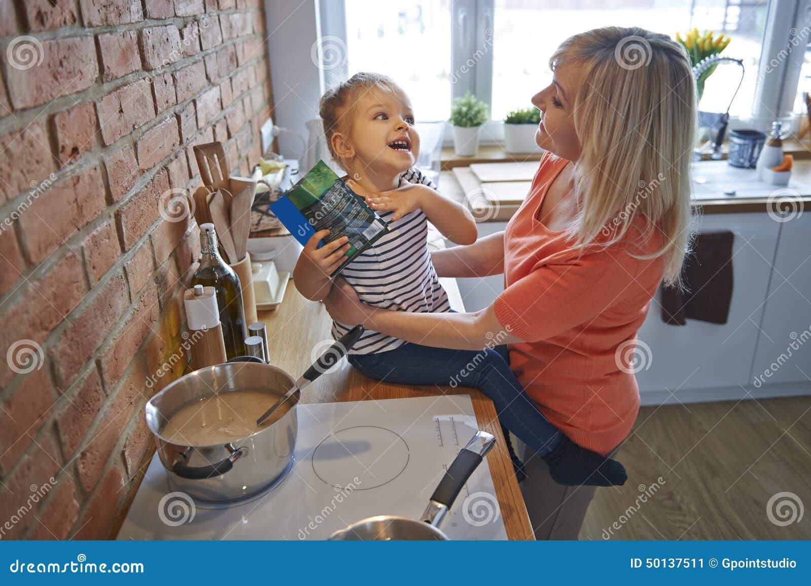 Cooking together stock image. Image of brick, interior - 50137511