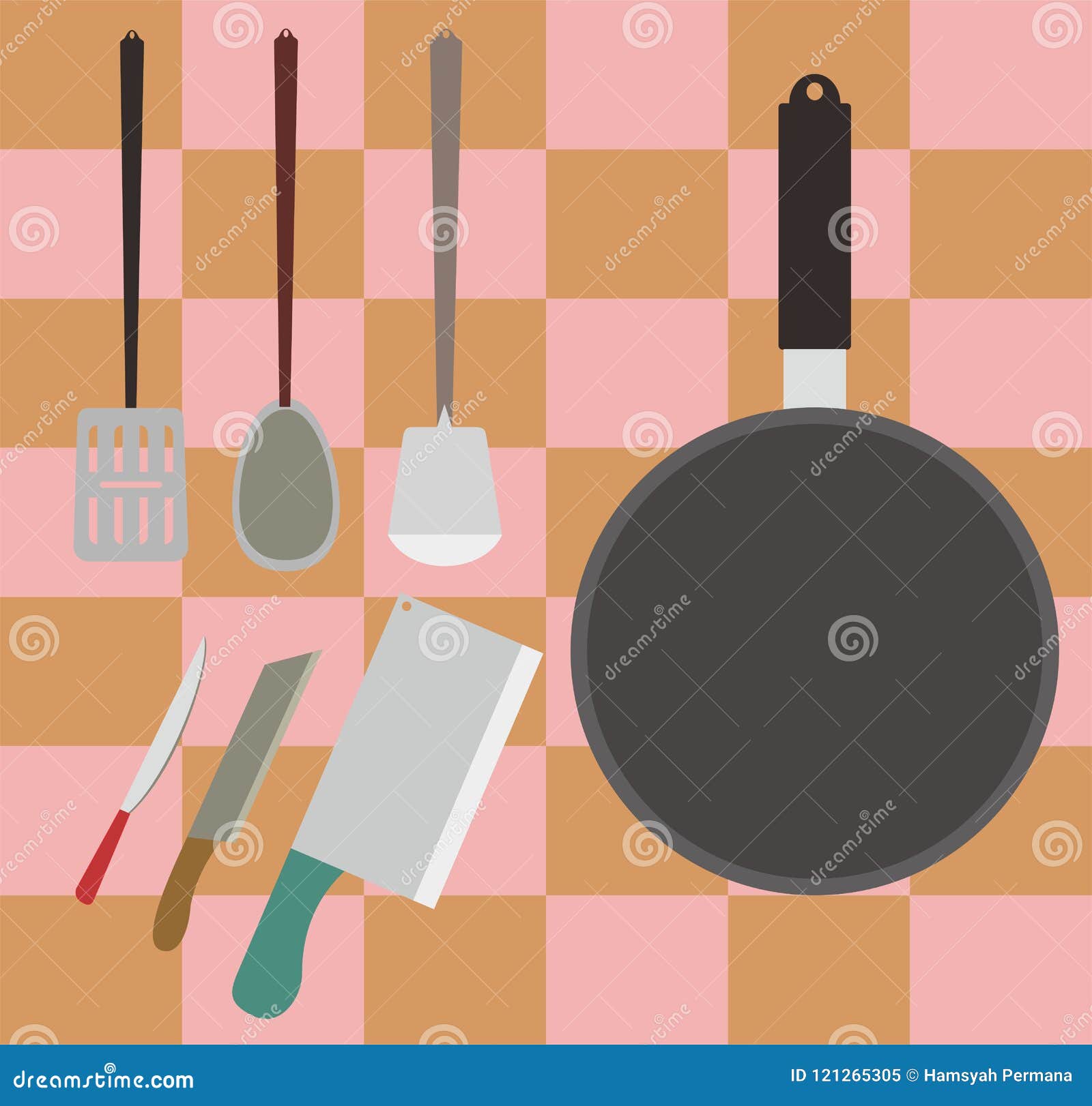 Cooking Tools or Equipment Stuff on Kitchen in Vector Illustration ...