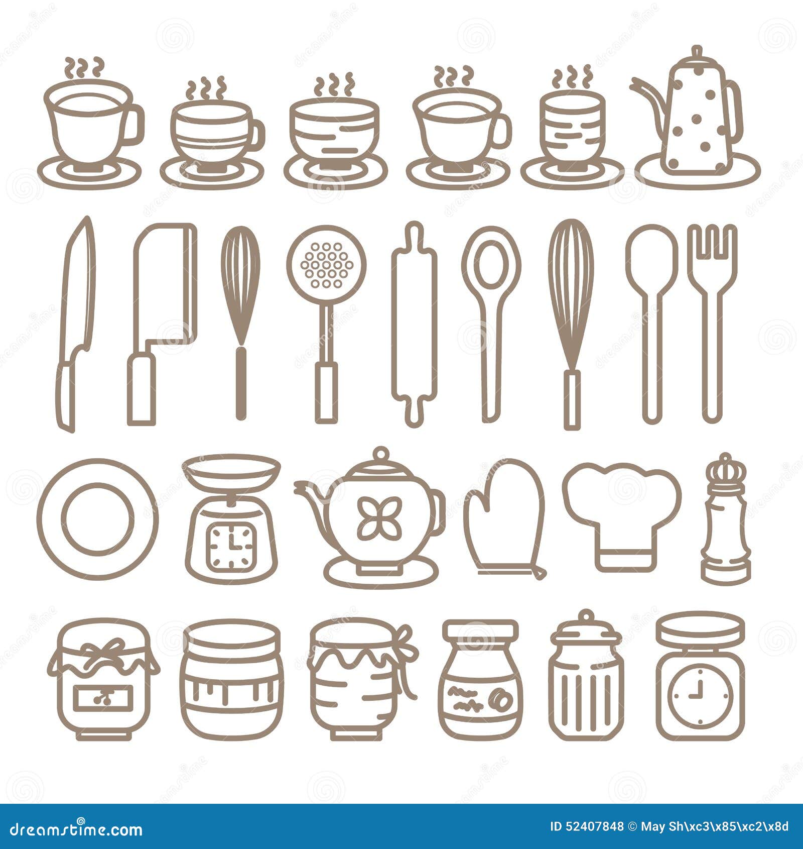 Cooking tools icons set stock vector. Illustration of juice - 52407848