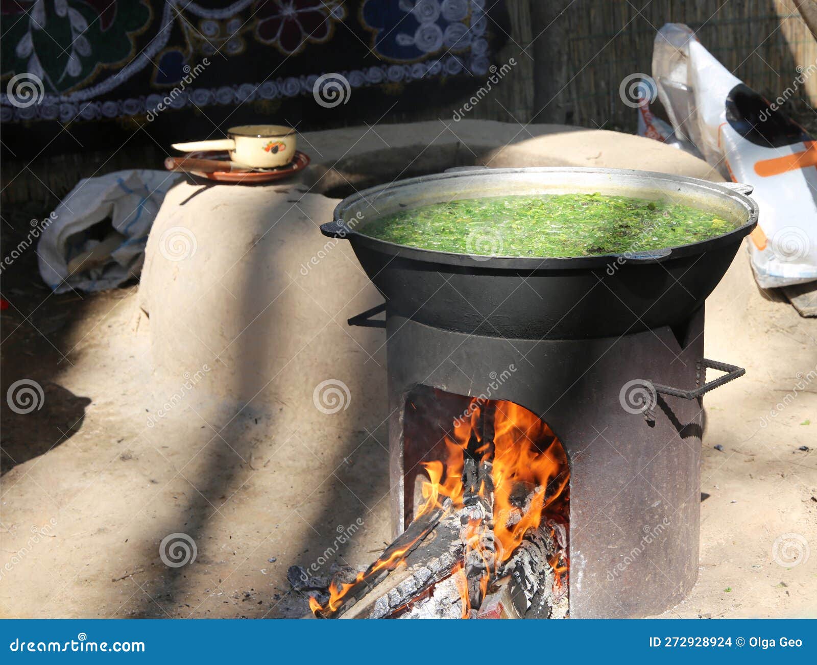 Cooking Traditional Sumalak in a Huge Cauldron Outdoors Stock Photo ...