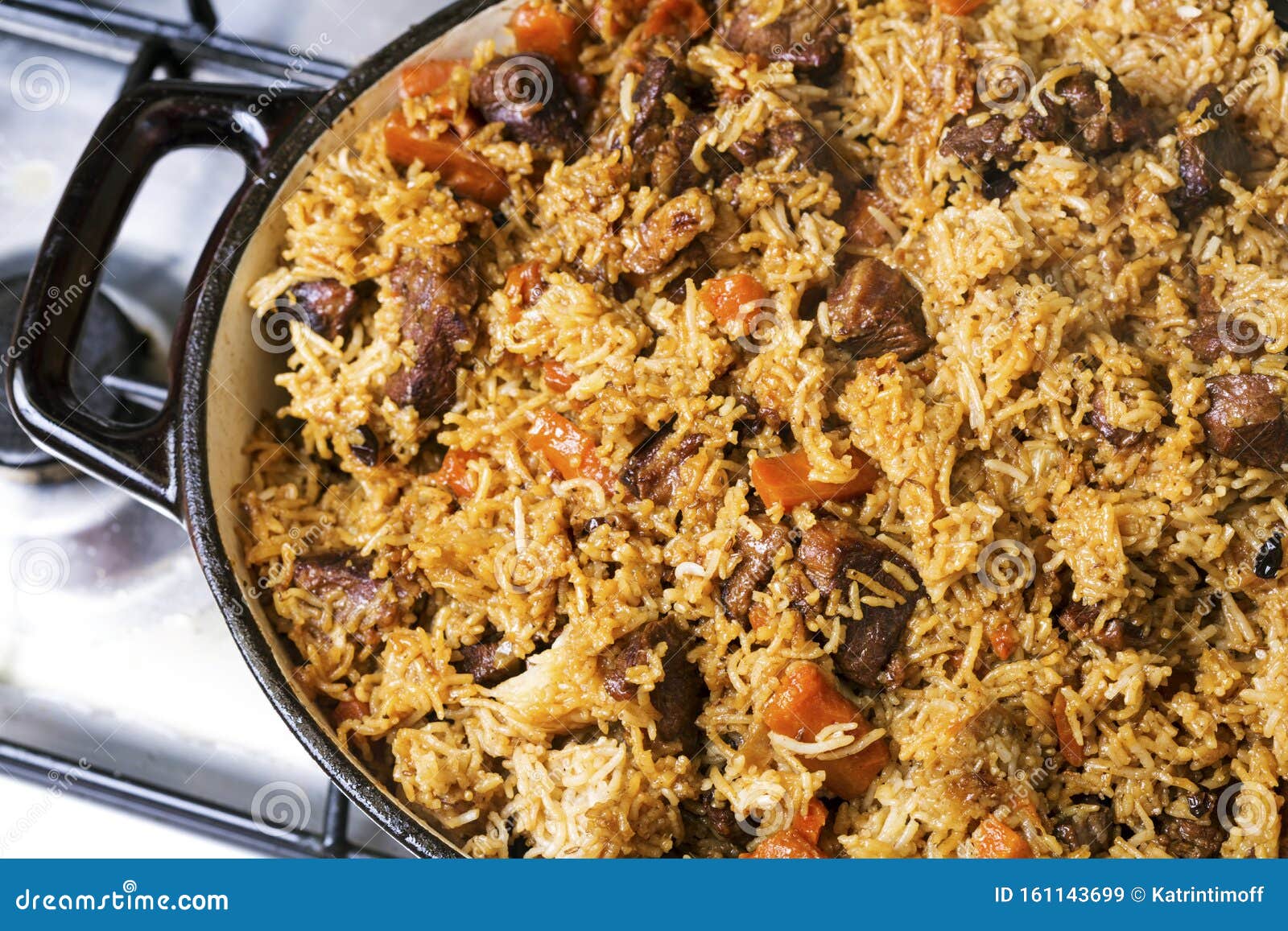 Cooking of Traditional Uzbek Pilaf Stock Image - Image of cook, indian ...