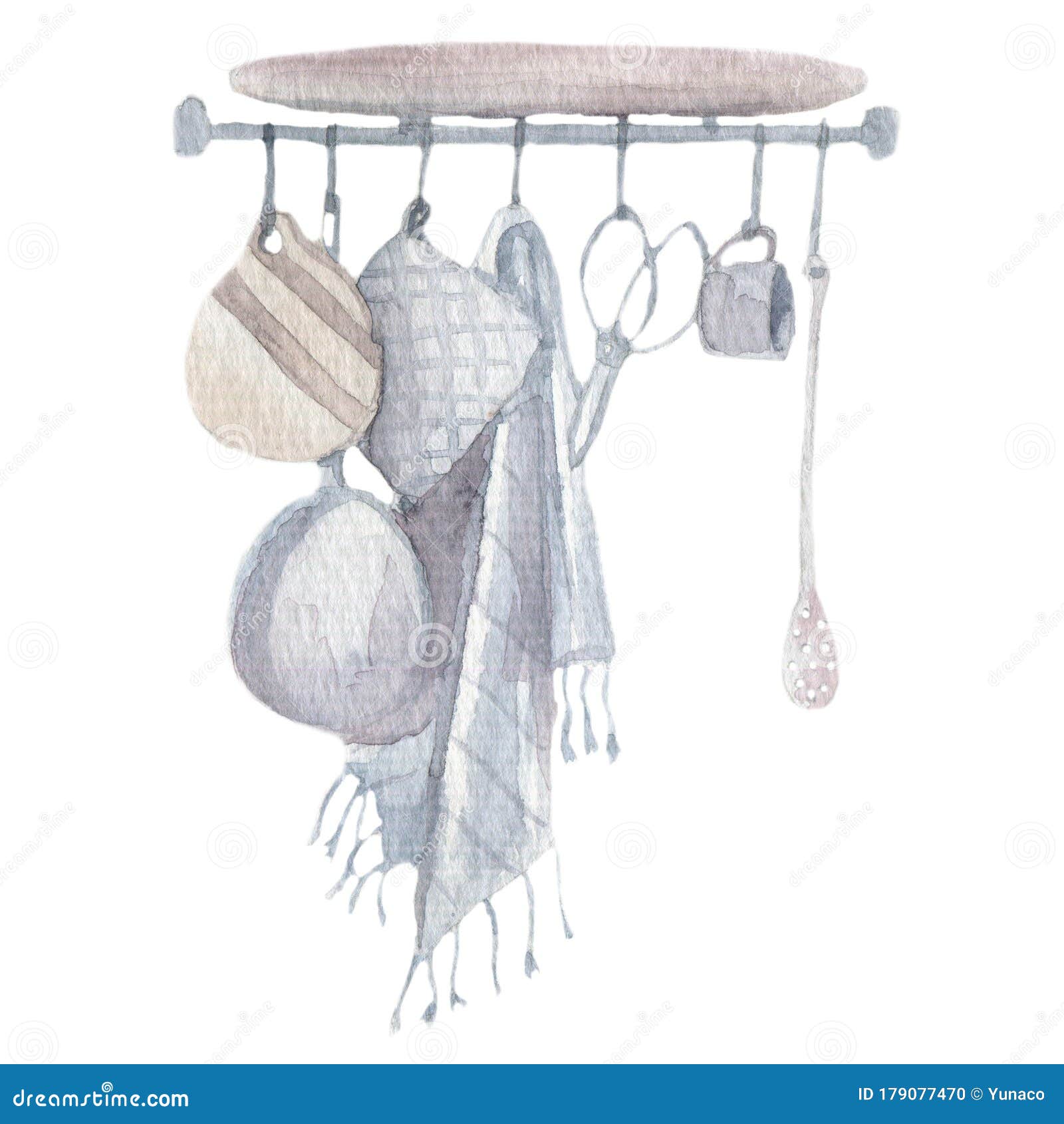 Cooking Utencils Watercolor Kitchen Background Stock Photo - Image of ...