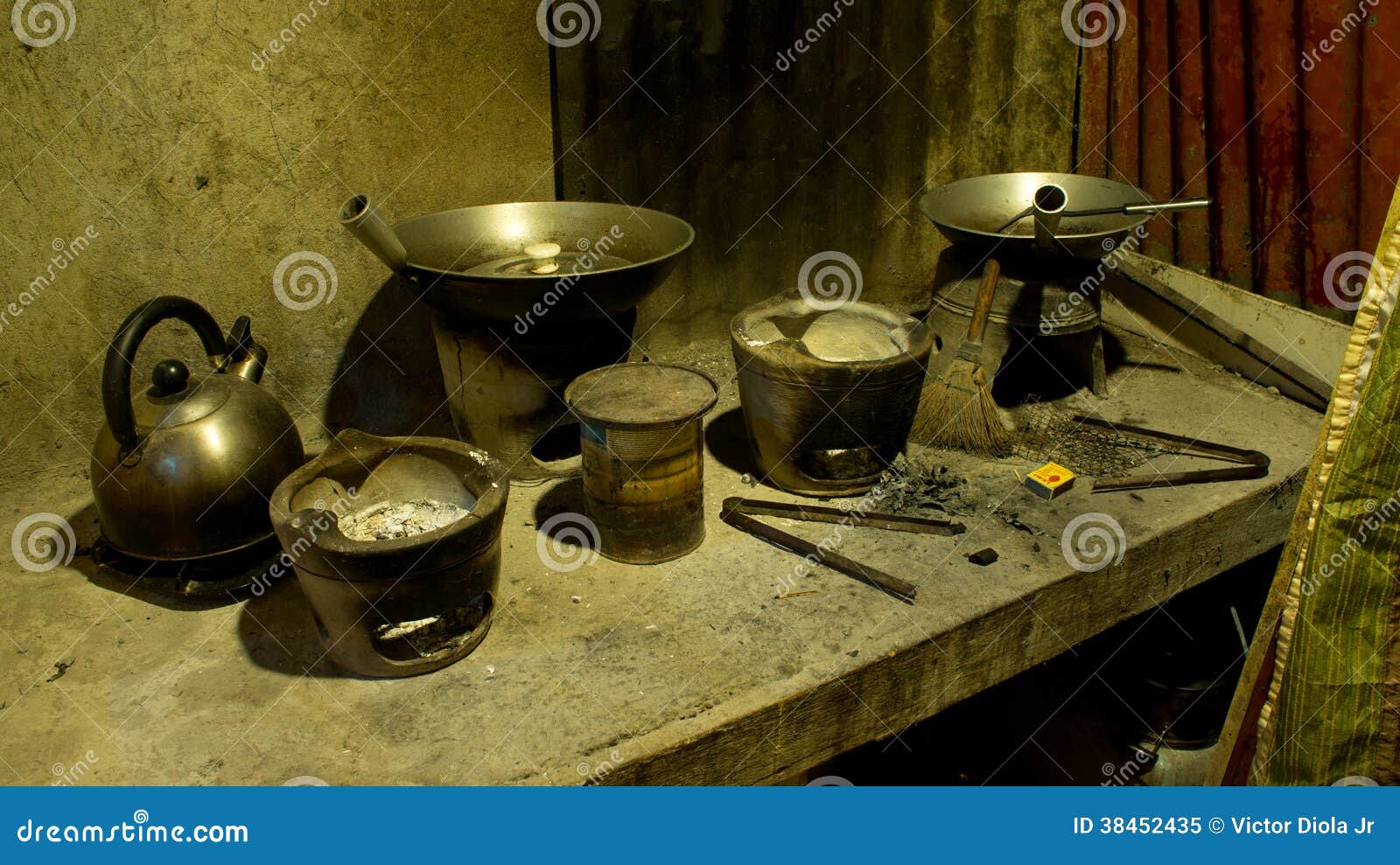 Typical Asian Rural Cooking Utensils Stock Image - Image of iron, clay ...