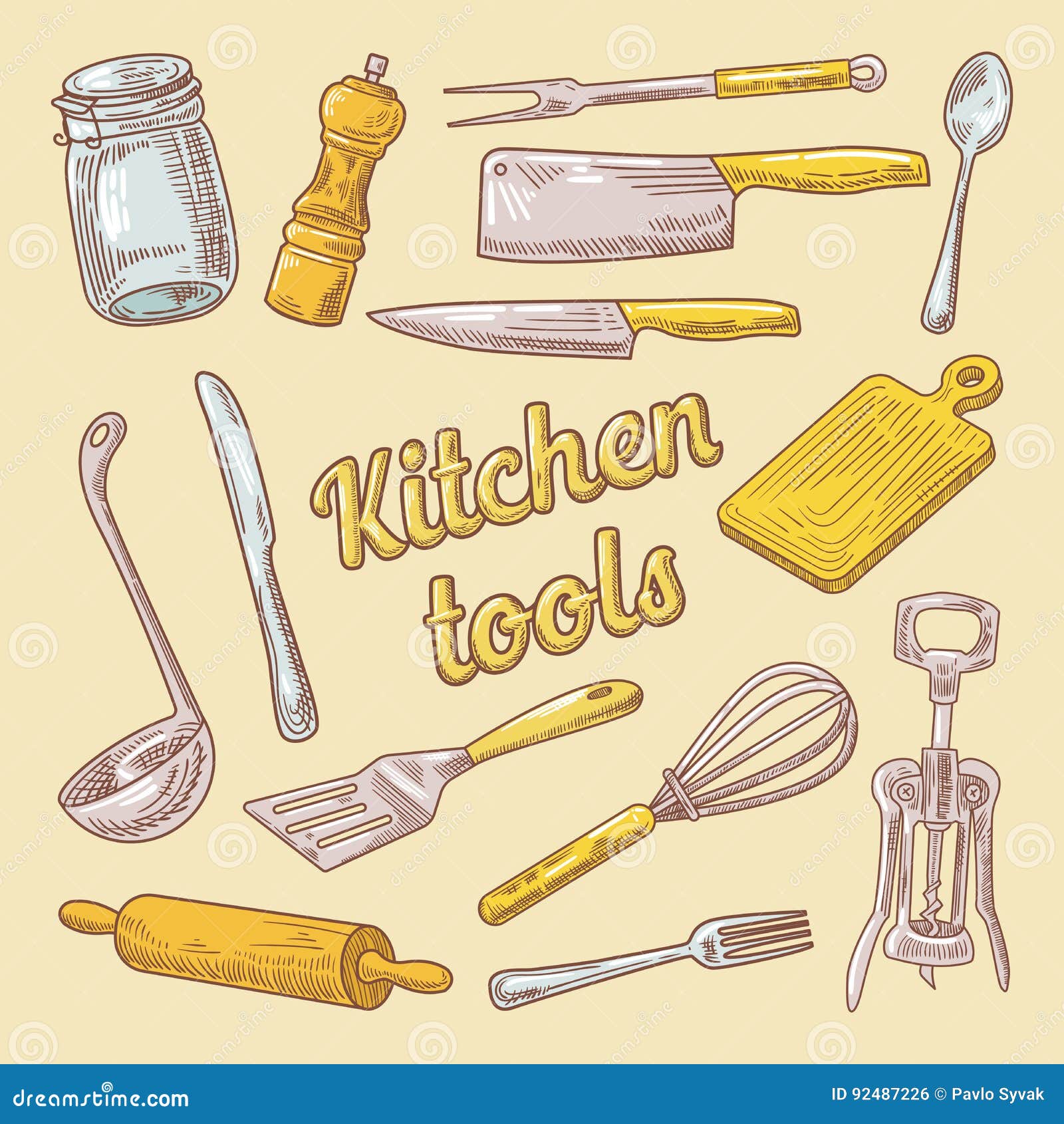 Cooking Utensils Hand Drawn Doodle. Kitchen Ware Stock Vector ...