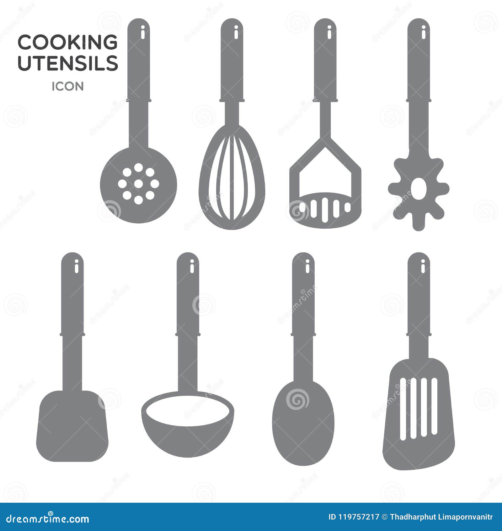 COOKING UTENSILS ICON stock vector. Illustration of color - 119757217