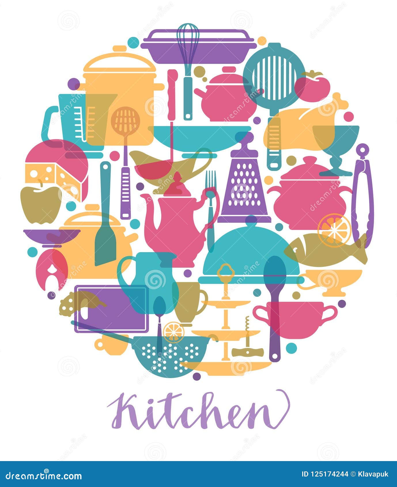 Cooking Utensils and Kitchen Tools in the Form of a Circle Stock Vector ...