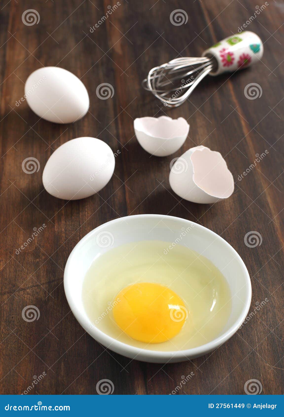 Cooking, Whisk with Eggs in a Bowl and Egg Shells Stock Image - Image ...