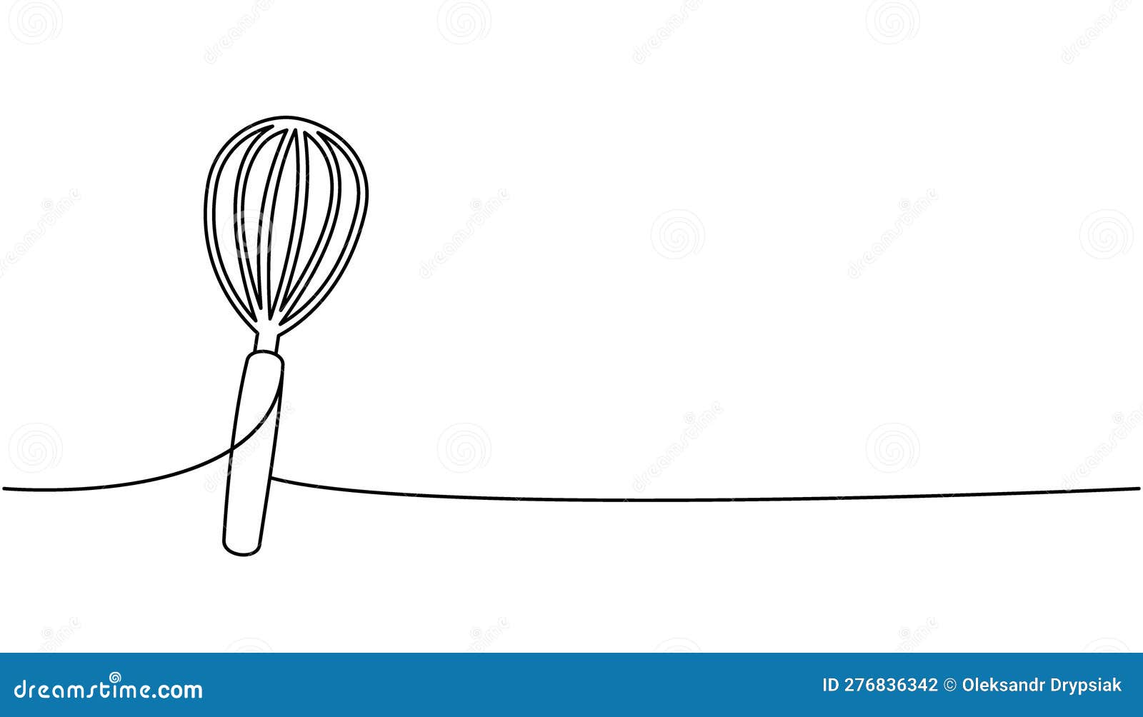 Cooking Whisk One Line Continuous Drawing. Kitchen Tools Continuous One ...