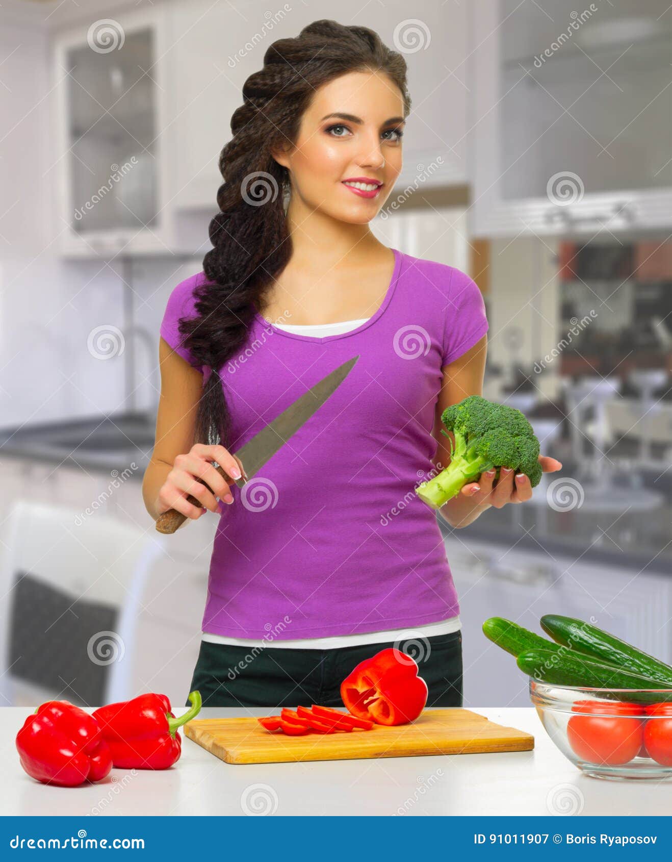 Cooking Woman in the Kitchen Stock Image - Image of model, freshness ...