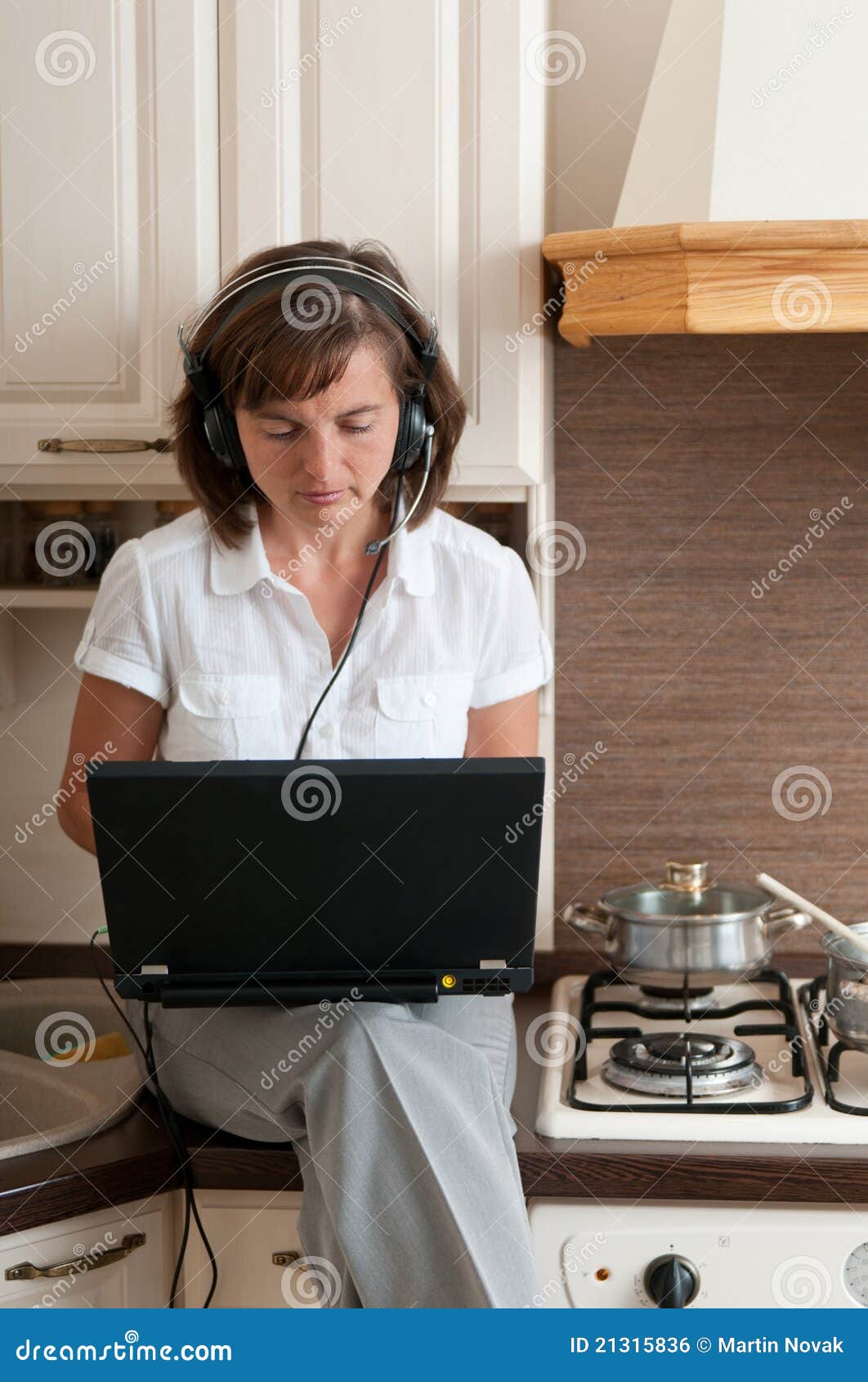 Cooking and Working from Home Stock Photo - Image of laptop, lifestyle ...