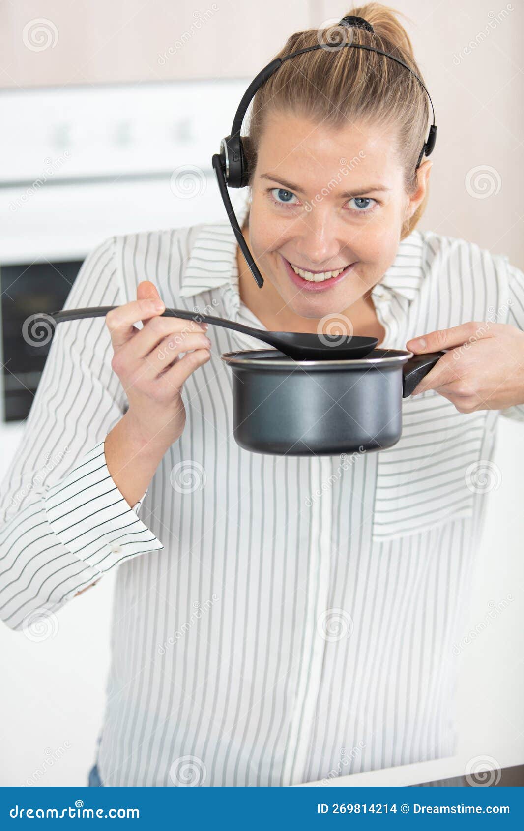 Cooking and Working from Home Stock Photo - Image of relaxed, female ...