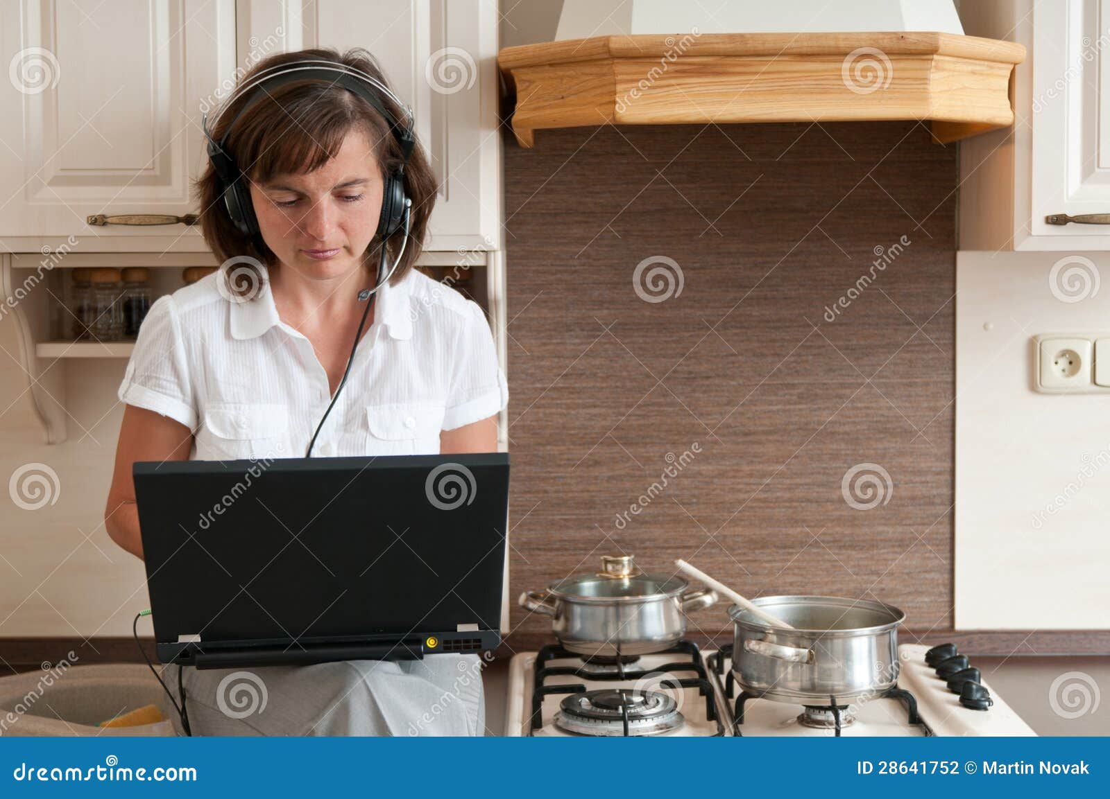 Cooking and Working from Home Stock Photo - Image of interior, home ...