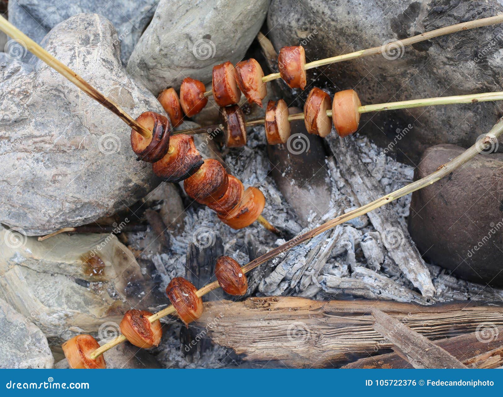 Cooking Wurstel during the Summer Camp Stock Photo - Image of ...