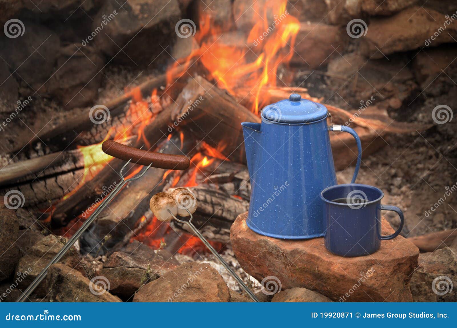 Cookout stock image. Image of camping, rock, enamel, campfire - 19920871