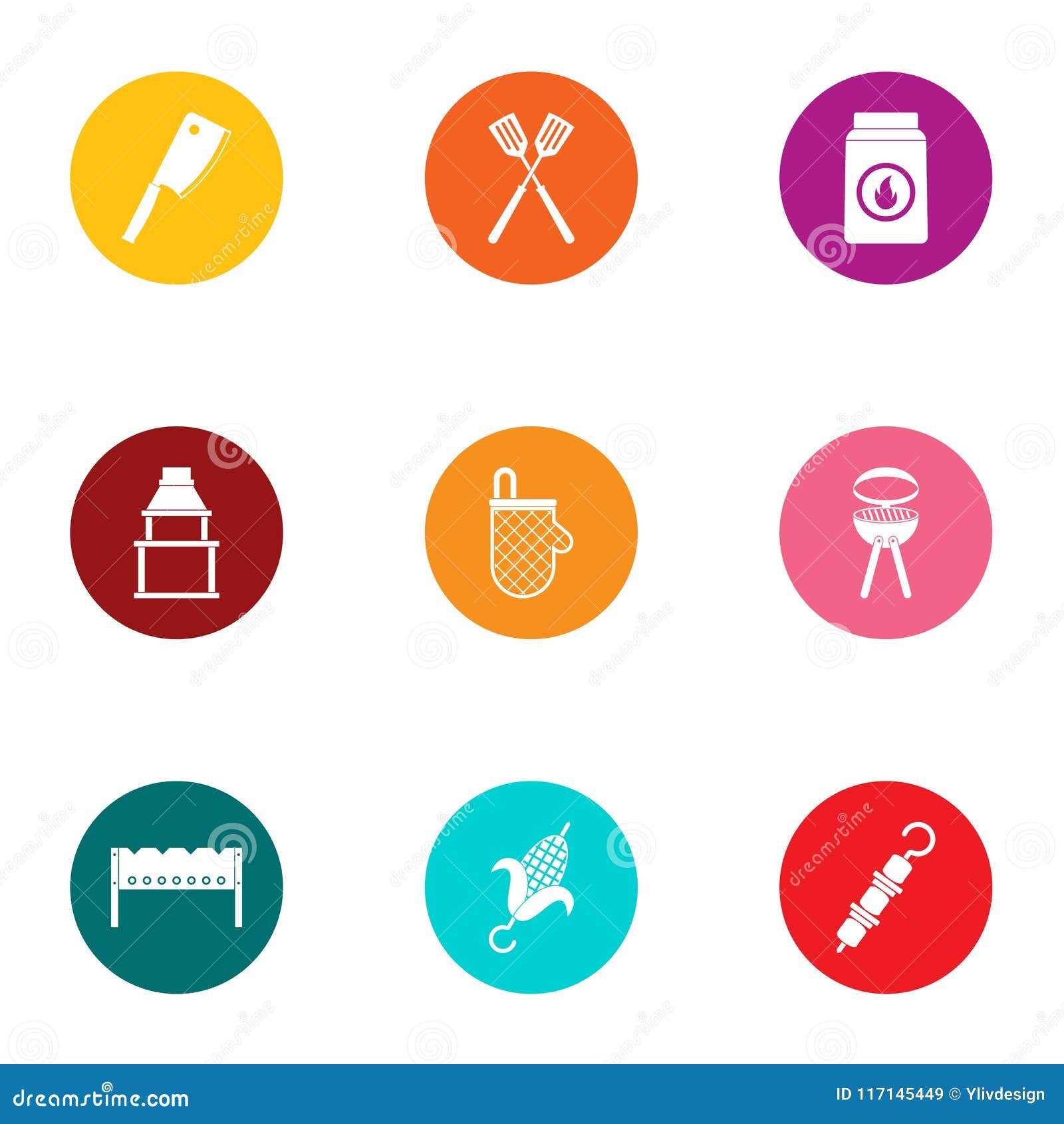 Cookout Icons Set, Flat Style Stock Vector - Illustration of fork ...