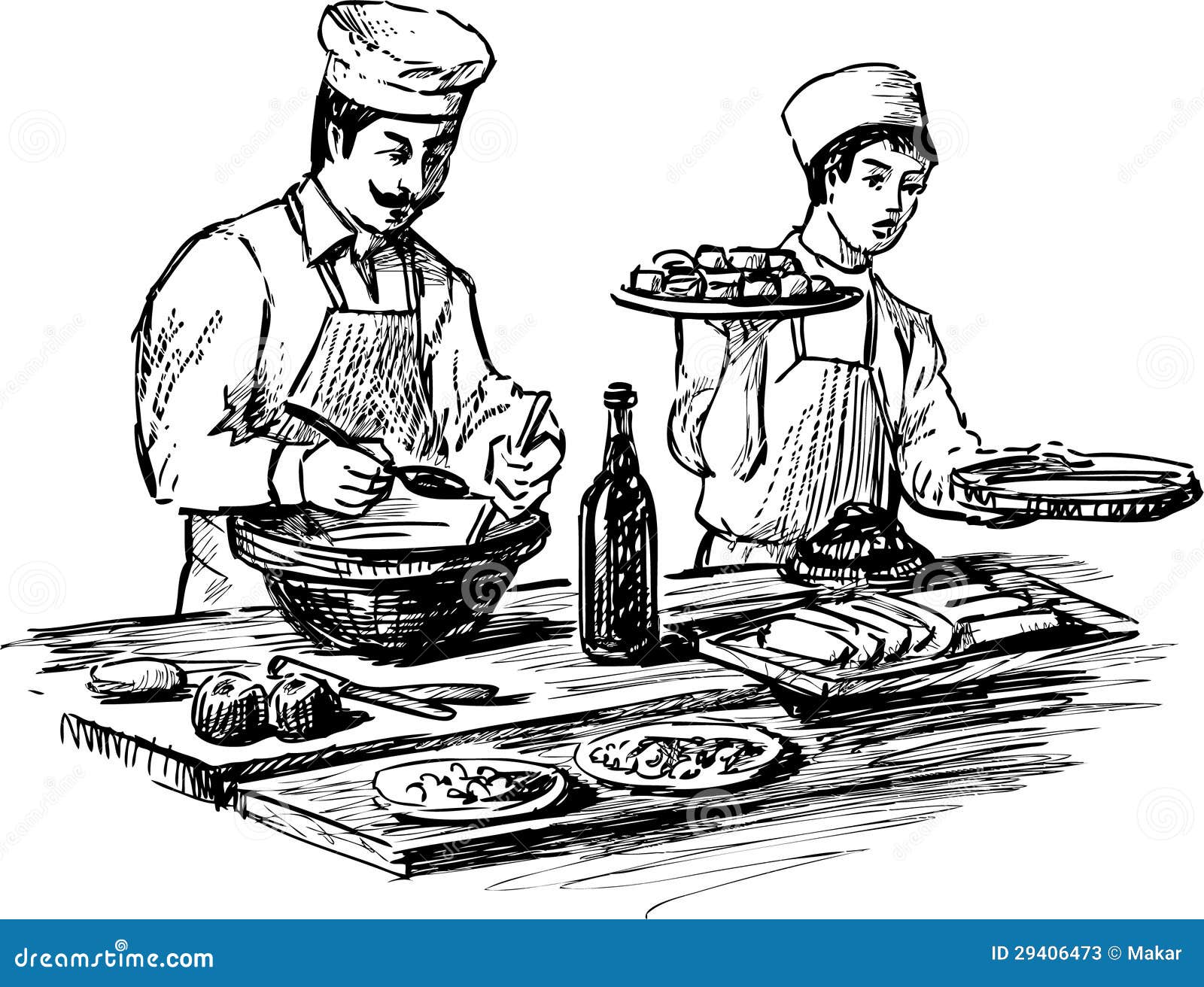 Cooks stock vector. Illustration of mustache, cooking - 29406473