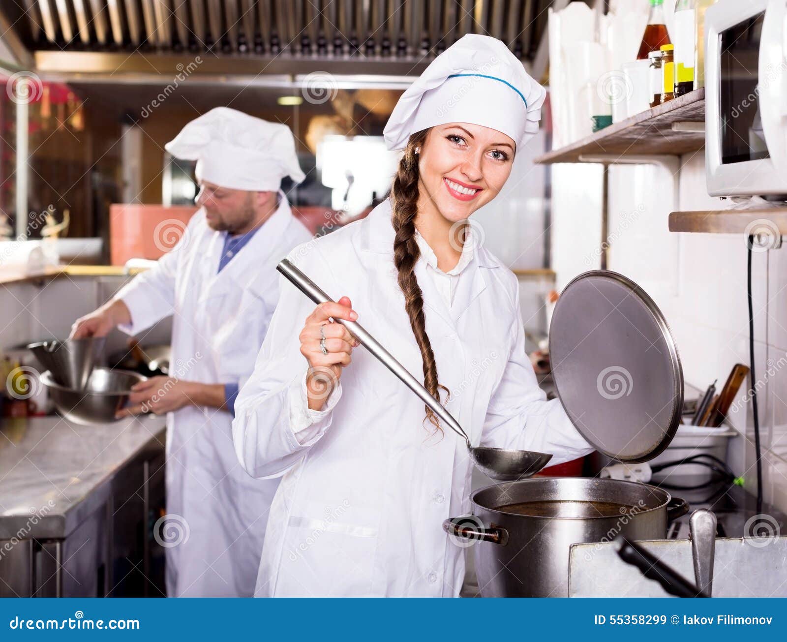 Cooks Cooking at Professional Kitchen Stock Image - Image of food ...