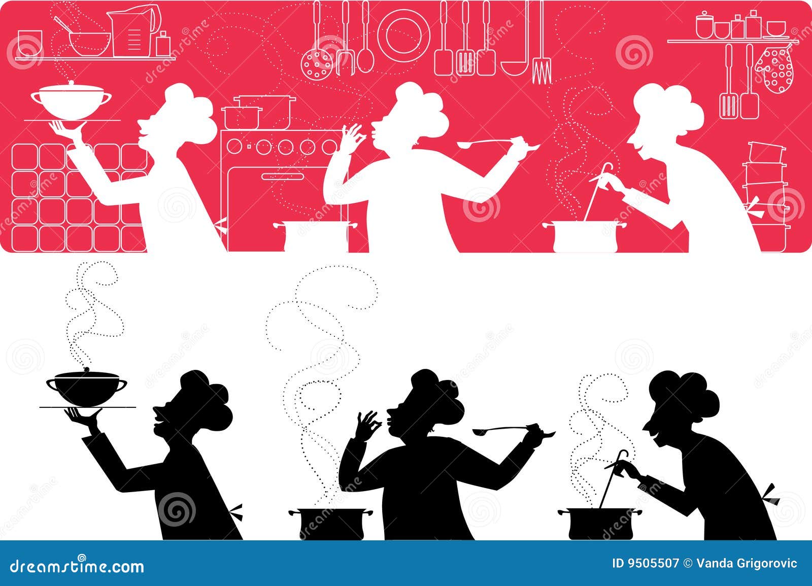 Cooks in the kitchen stock vector. Illustration of cool - 9505507