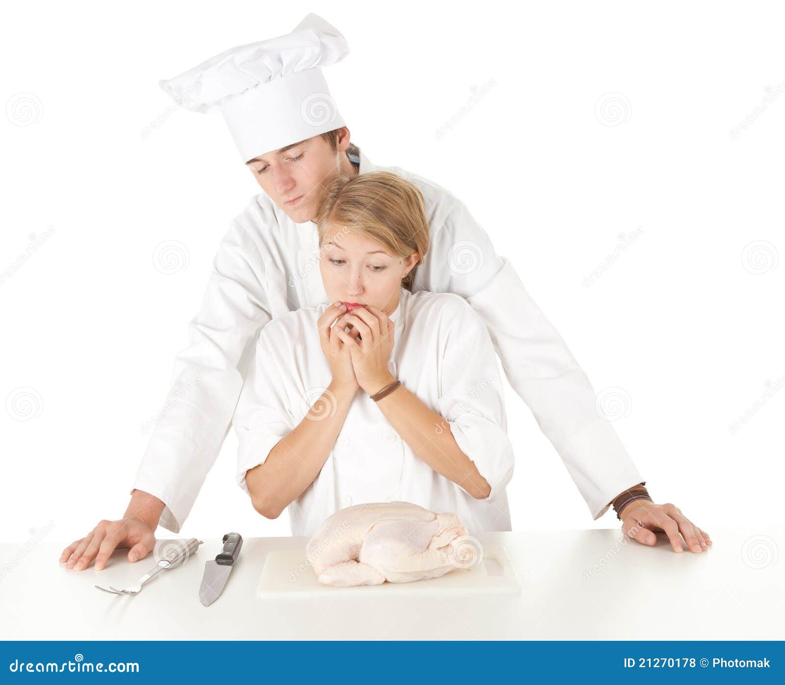 Cooks Team Preparing Raw Chicken Stock Photo - Image of domestic ...