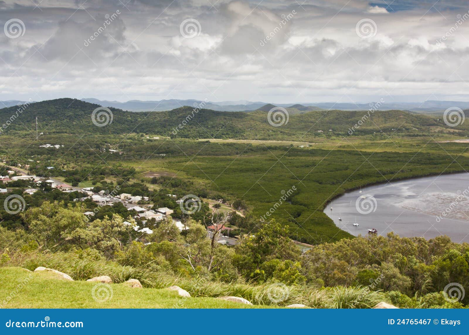 Aerial View of Cooktown Australia Stock Image - Image of ocean, clouds ...