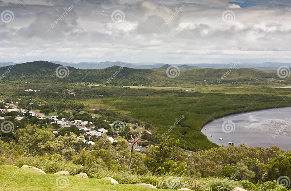 Aerial View of Cooktown Australia Stock Image - Image of ocean, clouds ...