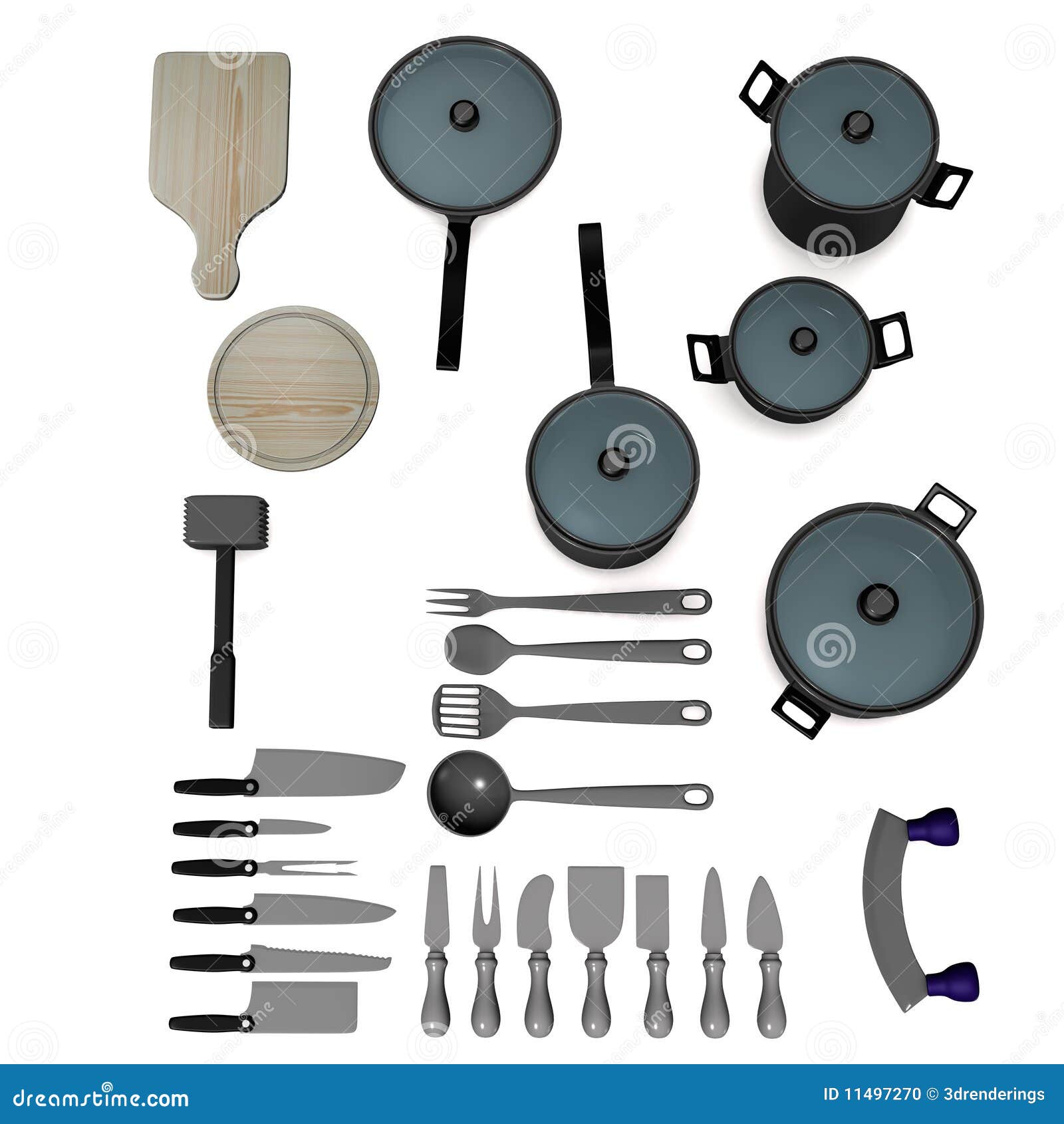 Cookware stock illustration. Illustration of chef, render - 11497270