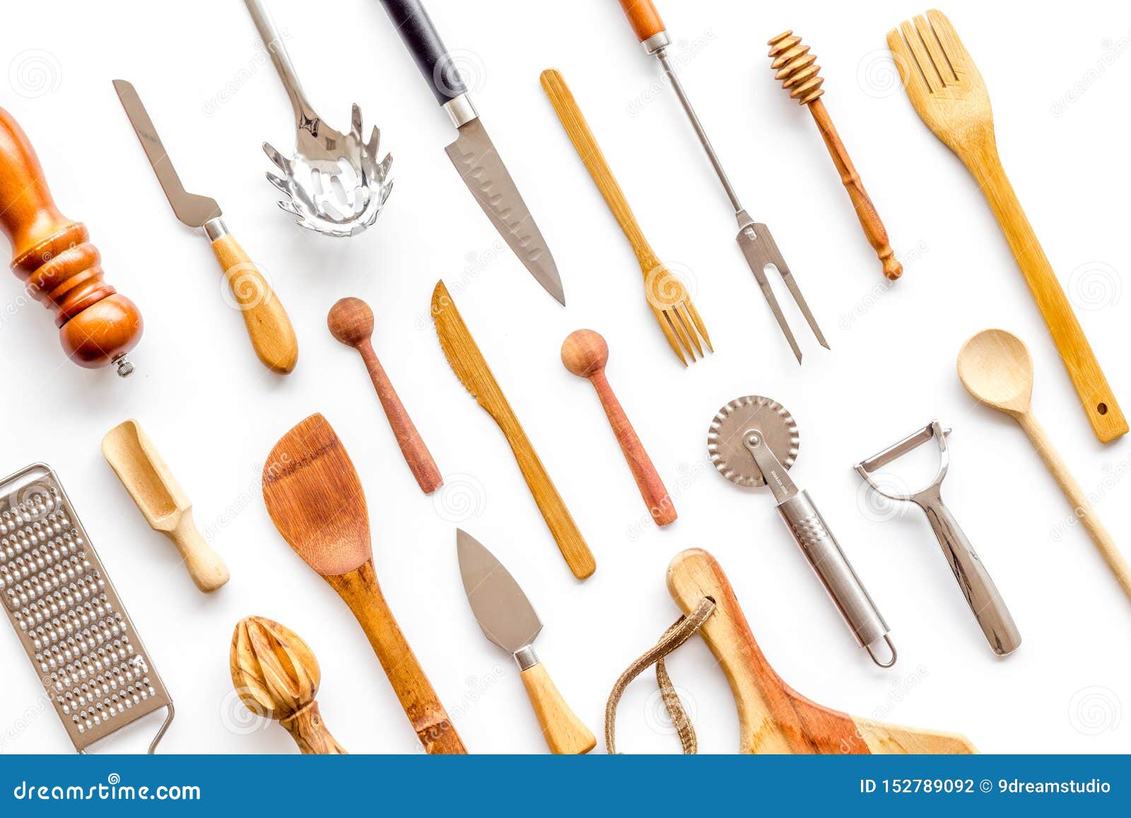 Cookware As Instruments for Cooking on White Background Top View ...