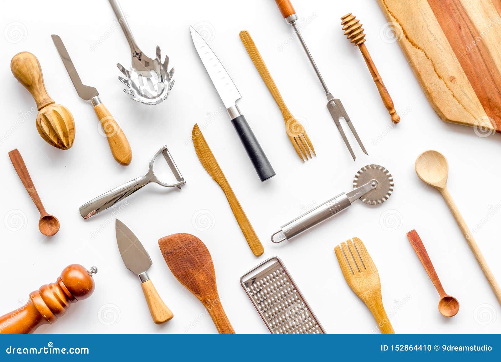 Cookware As Instruments for Cooking on White Background Top View ...