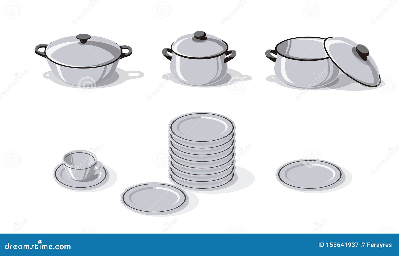 Cookware, Dishes and Cup Simple Vector Illustration Stock Vector ...