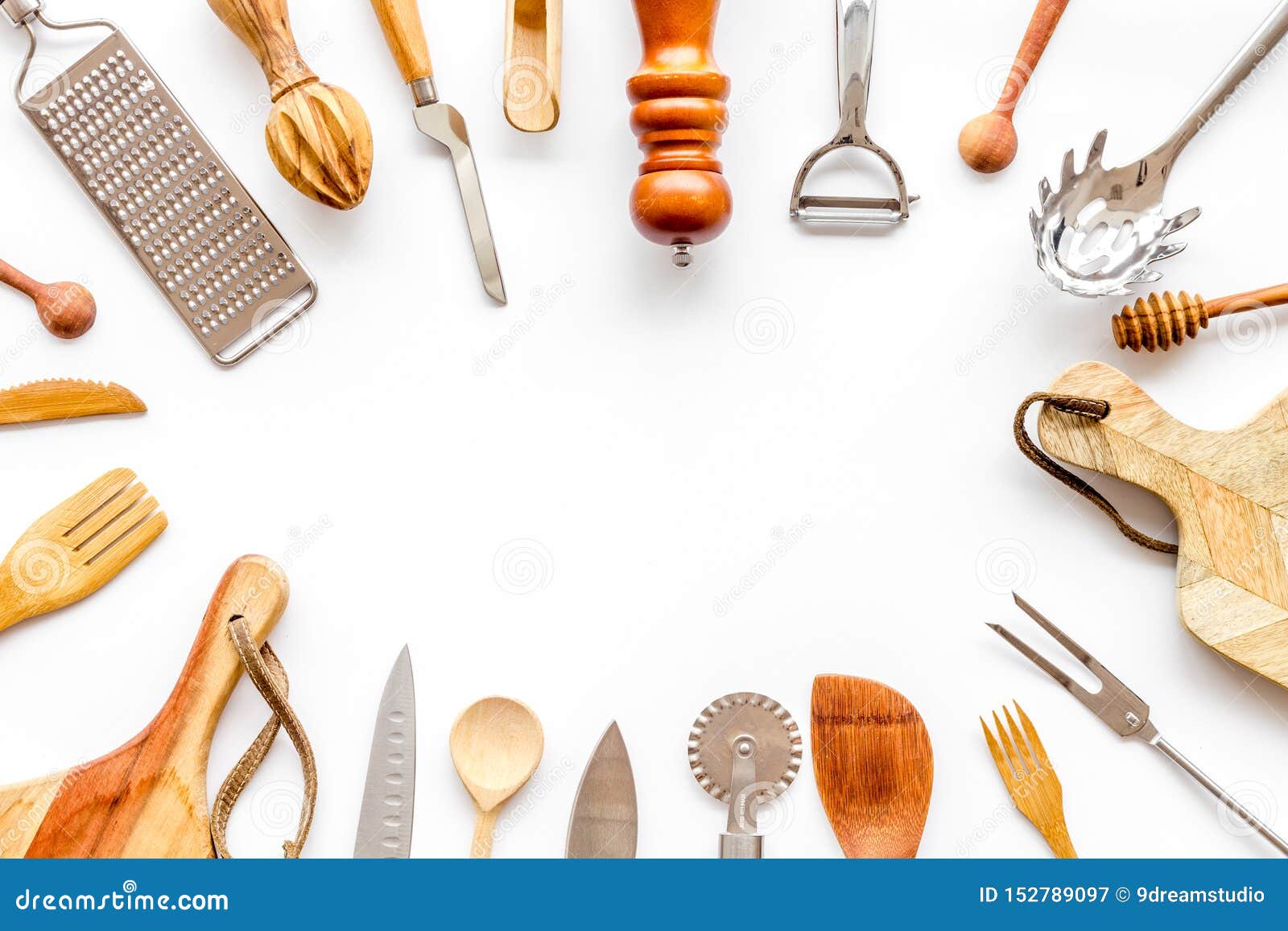 Cookware Frame As Instruments for Cooking on White Background Top View ...