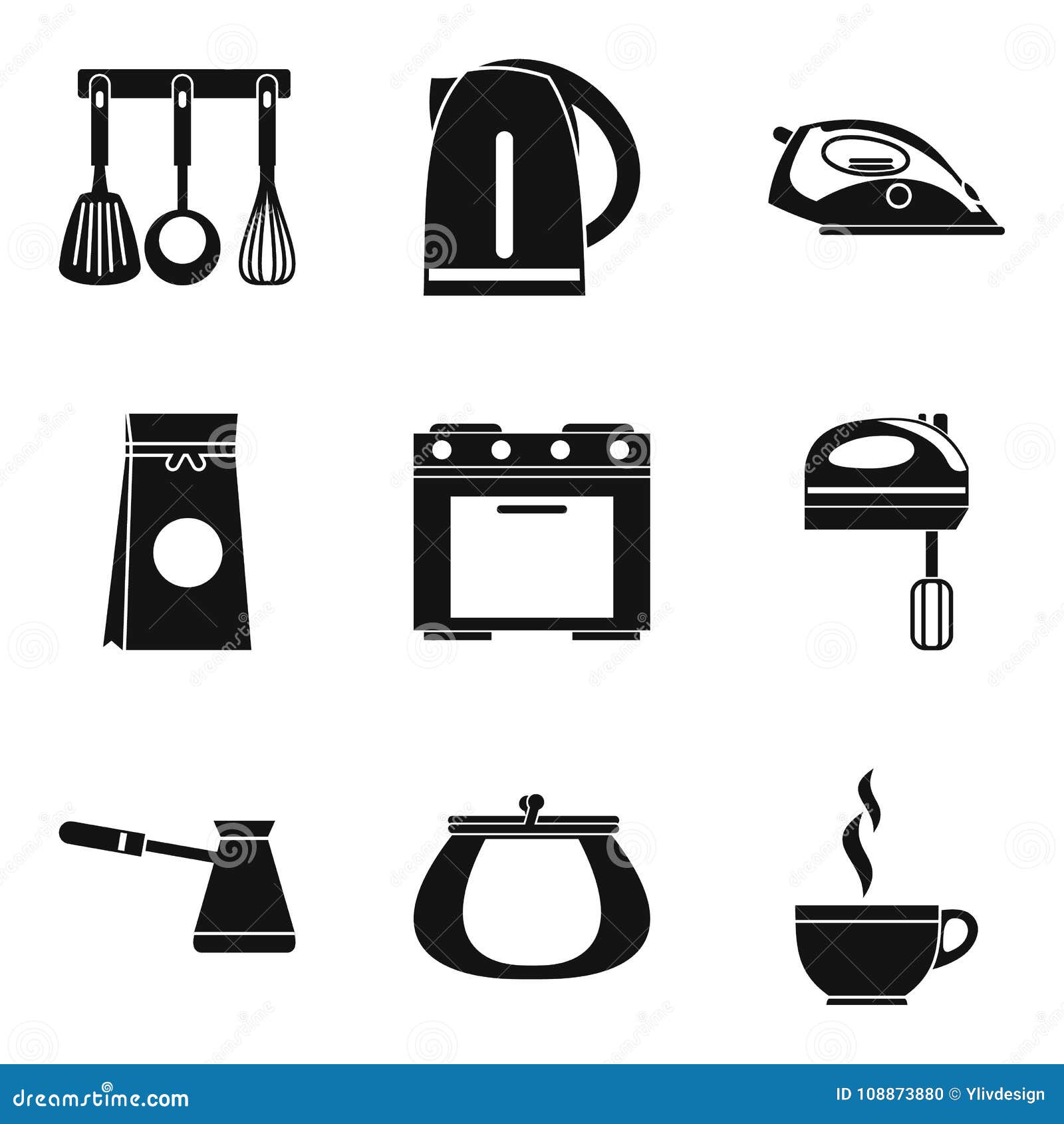 Cookware Icons Set, Simple Style Stock Vector - Illustration of black ...