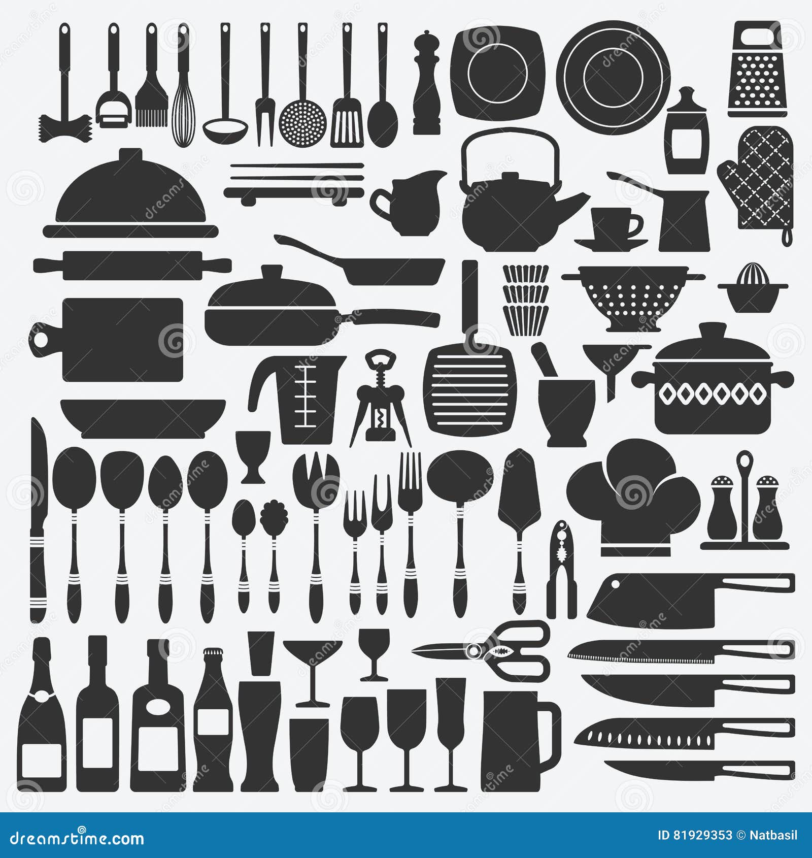 Cookware kitchen set stock vector. Illustration of chef - 81929353