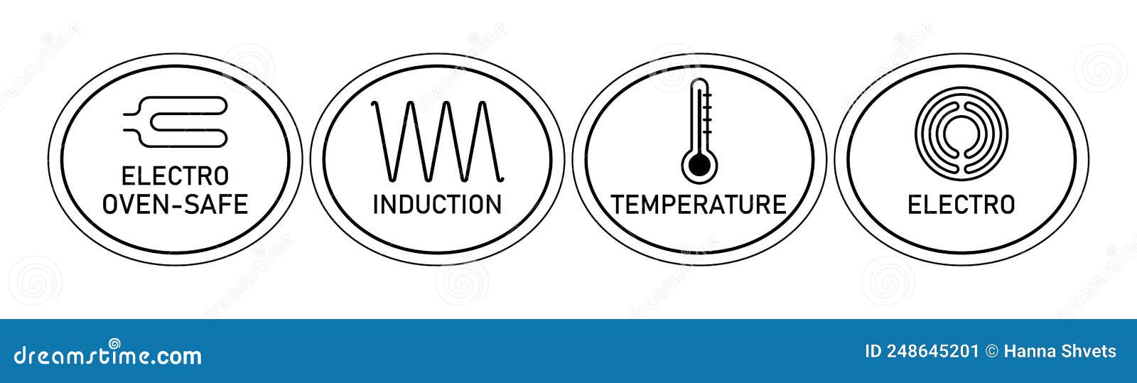 Cookware Labeling Icons. Electric Oven-safe , Induction, Temperature ...
