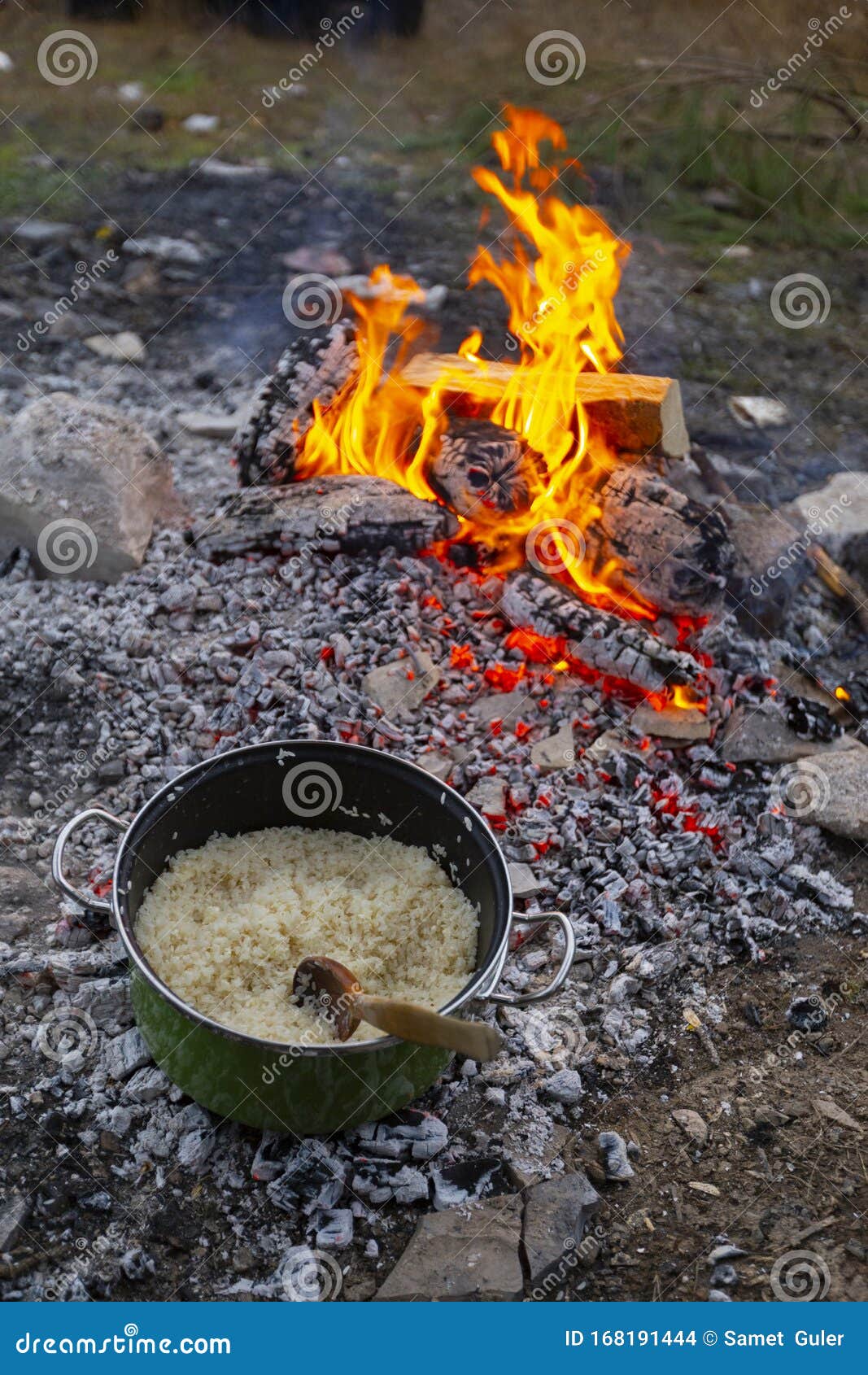 Cooked rice dish. stock photo. Image of asian, camping - 168191444