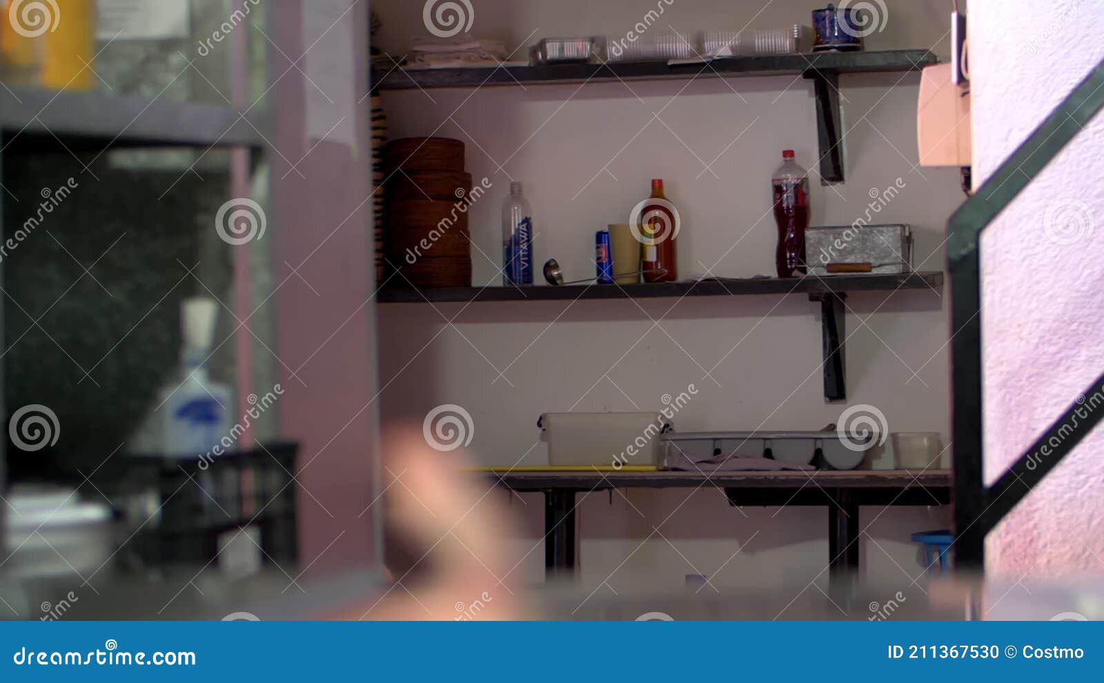 Cookware and Shelves in an Empty Restaurant Kitchen Stock Footage ...