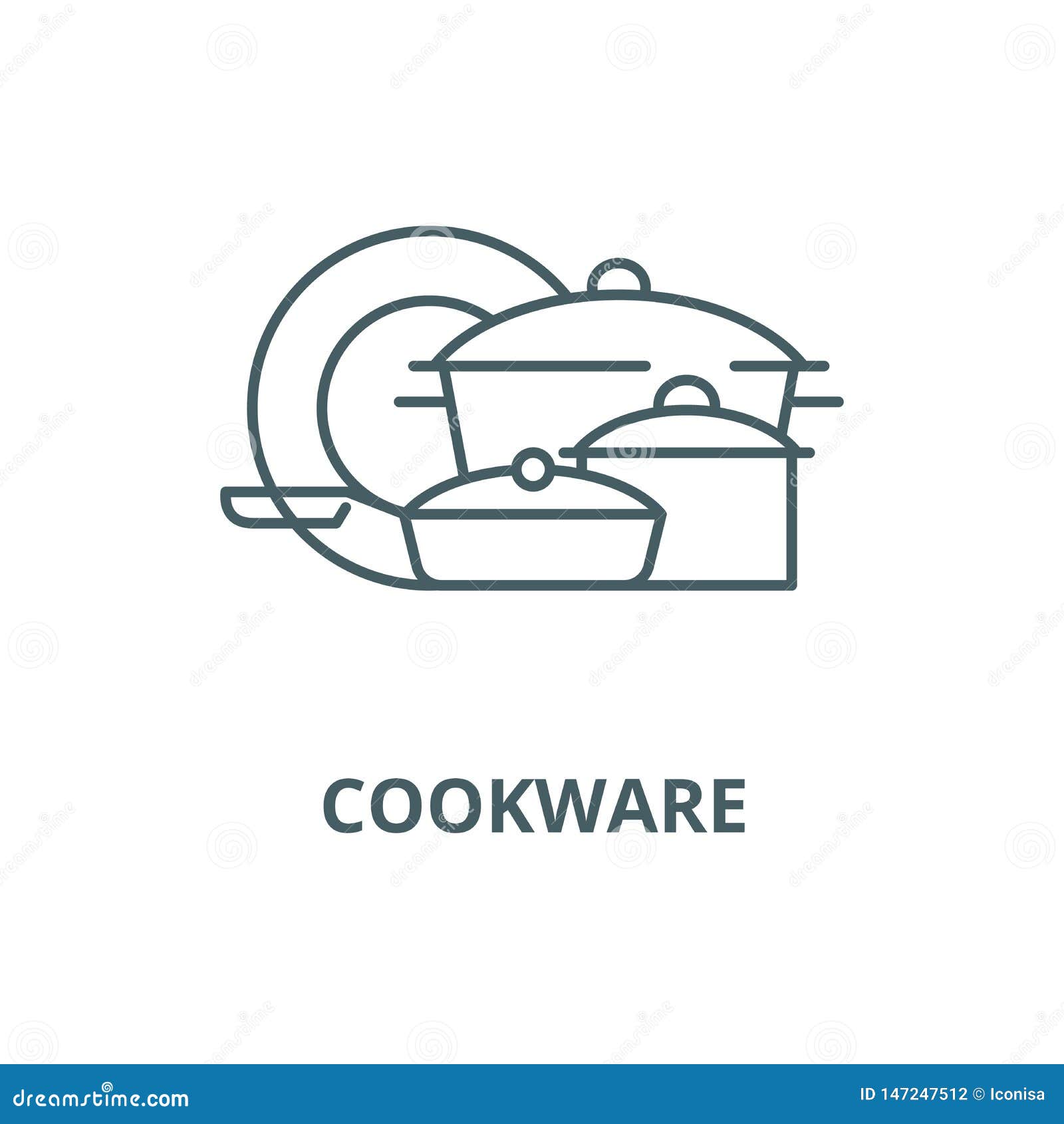 Cookware Vector Line Icon, Linear Concept, Outline Sign, Symbol Stock ...
