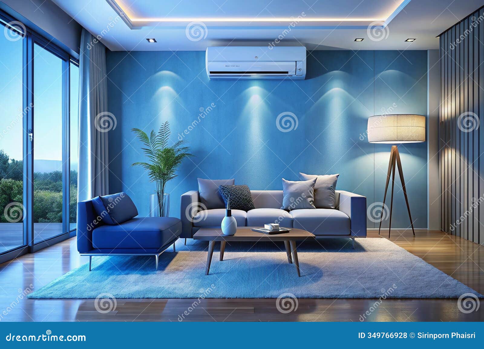 Cool Air Flowing from Modern AC Unit Relaxing Interior Design with ...