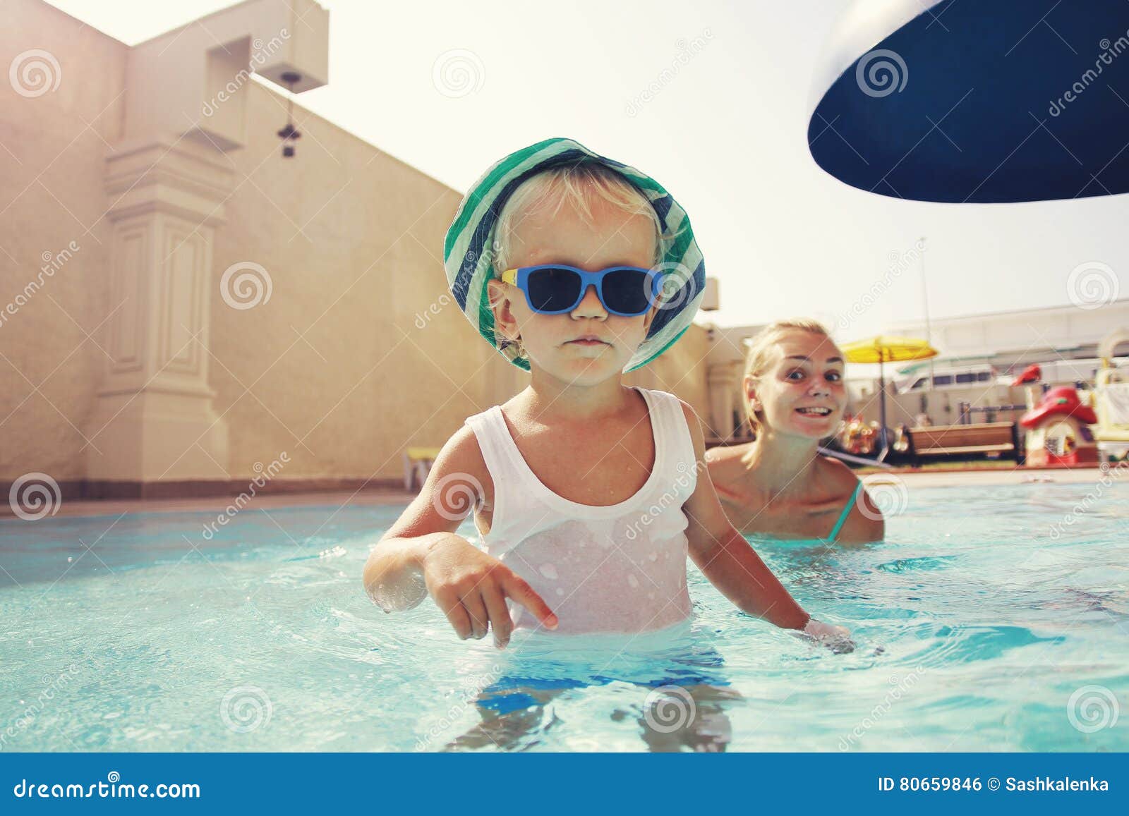 Cool Baby Boy in the Swimming Pool Stock Photo - Image of health ...